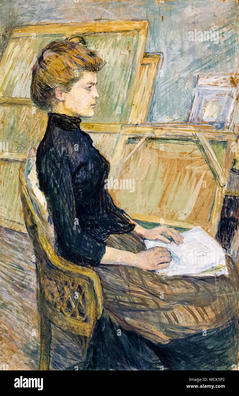 Henri de Toulouse Lautrec, Hélène Vary, portrait painting, 1889 Stock ...