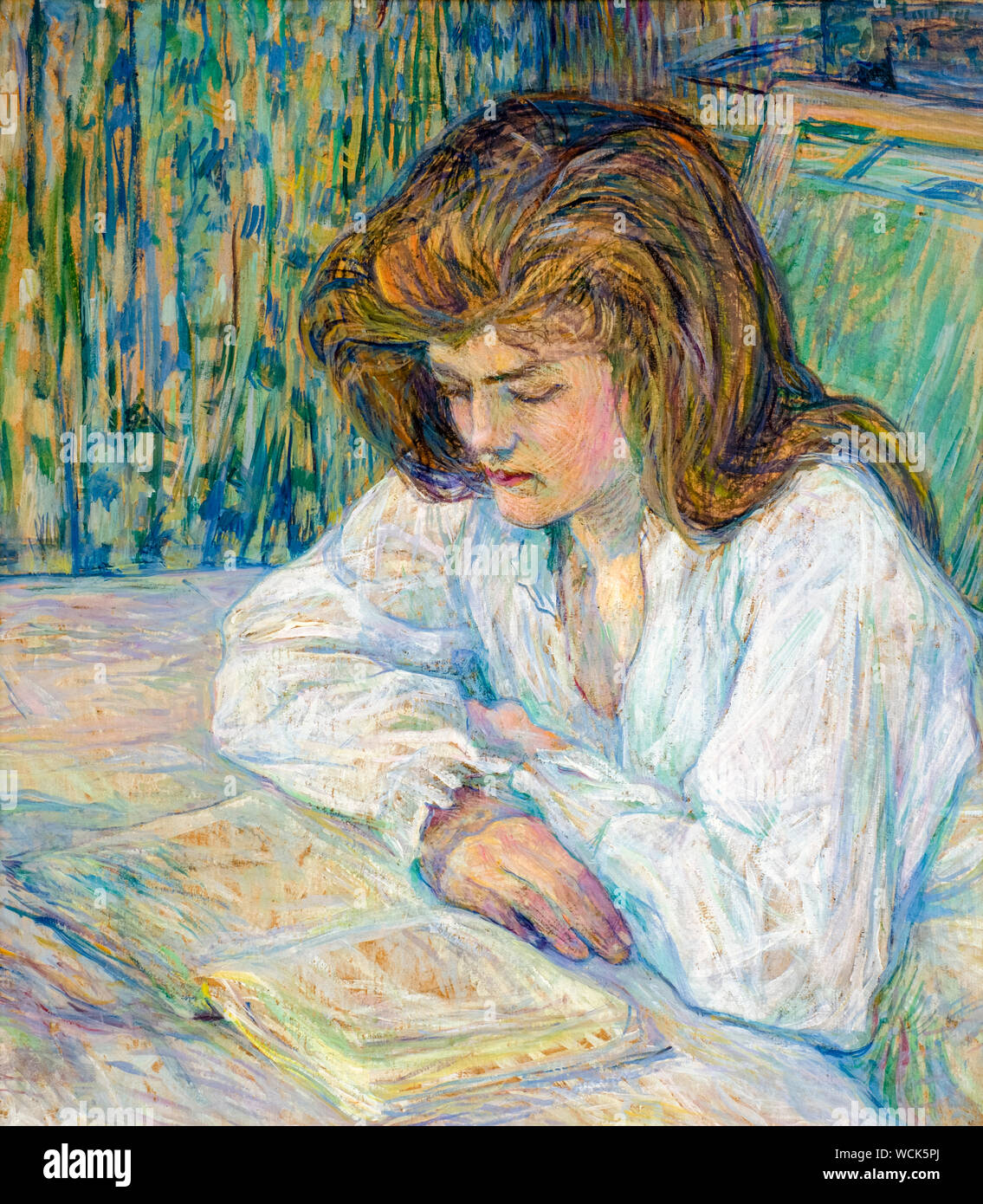 Henri de Toulouse Lautrec, La Liseuse, portrait painting, 1889 Stock ...