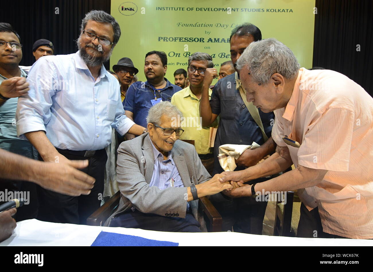 Kolkata, India. 27th Aug, 2019. Nobel Laureate Amartya Sen and Prof ...