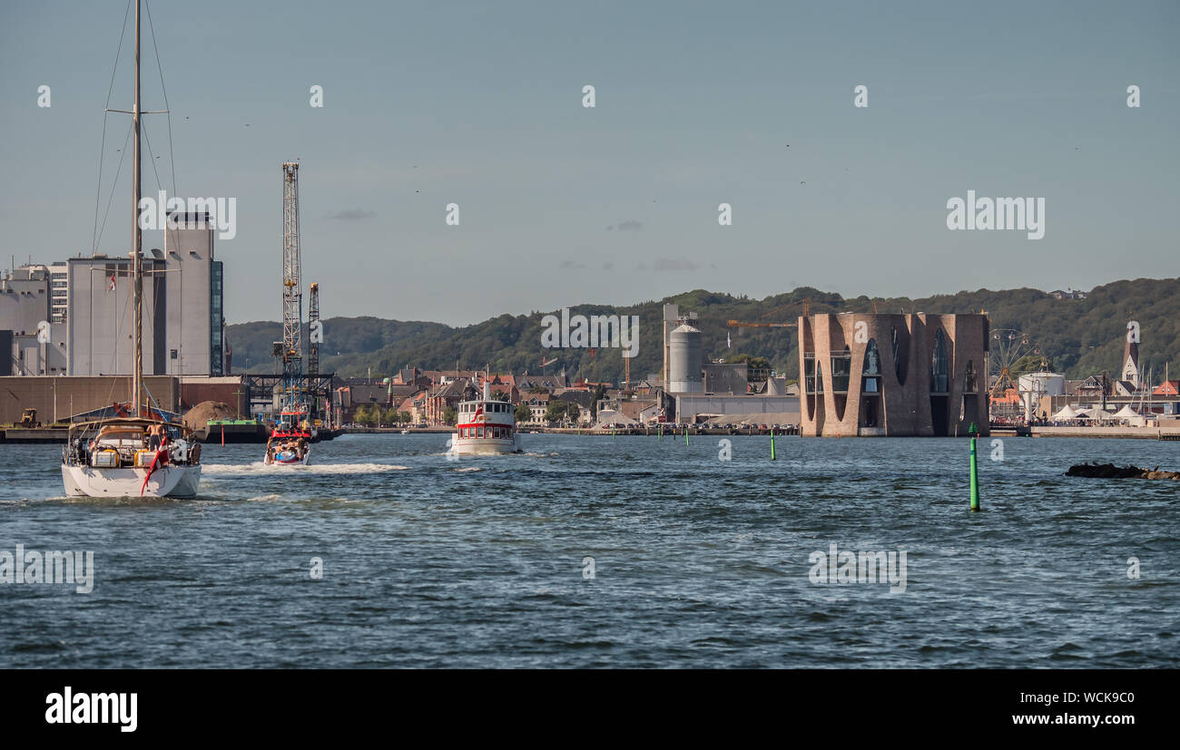 Vejle city panorama as seen from Vejle Fjord, Denmark Stock Photo - Alamy