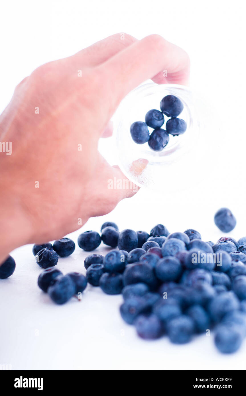 Hand holding blueberries hi-res stock photography and images - Alamy
