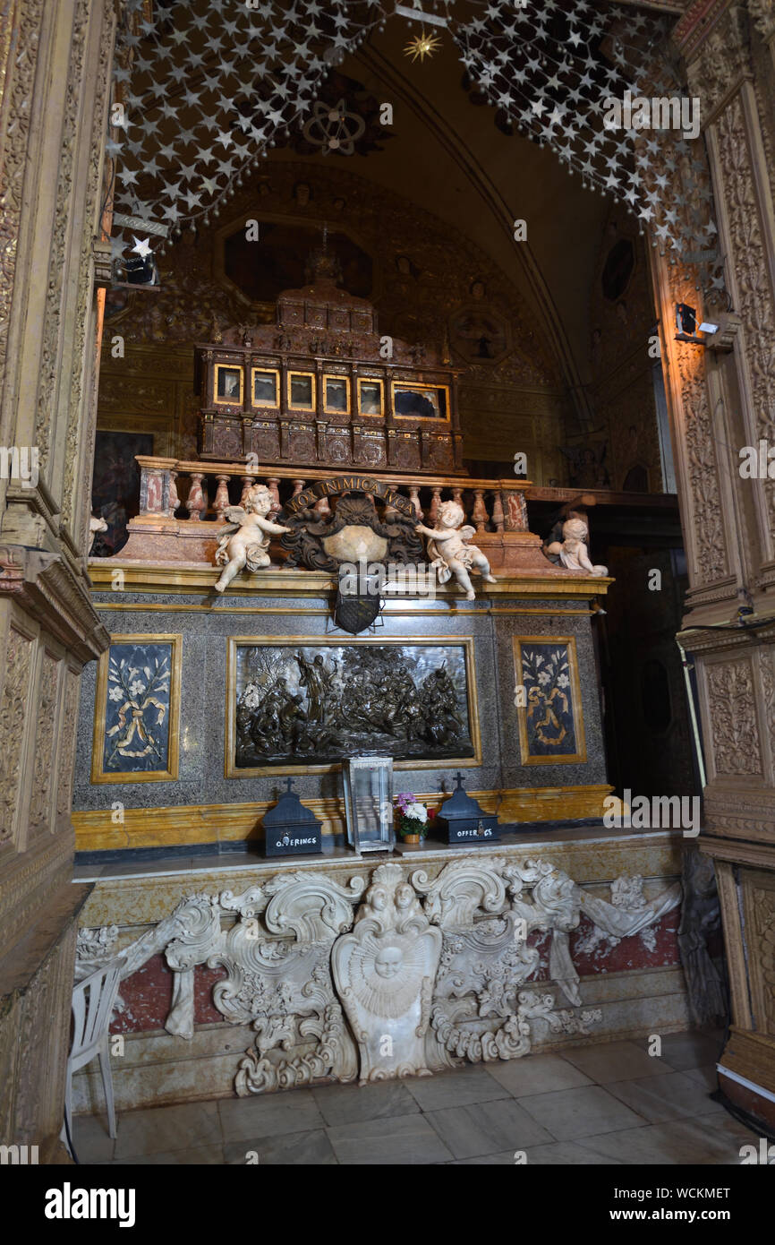 Relics of St. Francis Xavier at the Basilica of Bom Jesus. ASI complex ...
