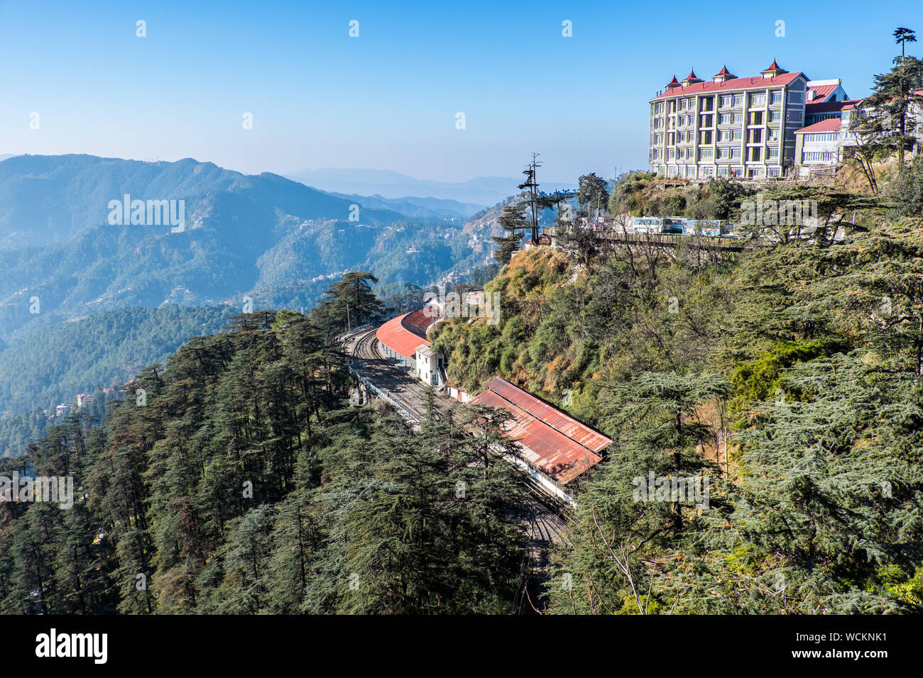 Shimla, a hill station in India, showing the railway station Stock ...