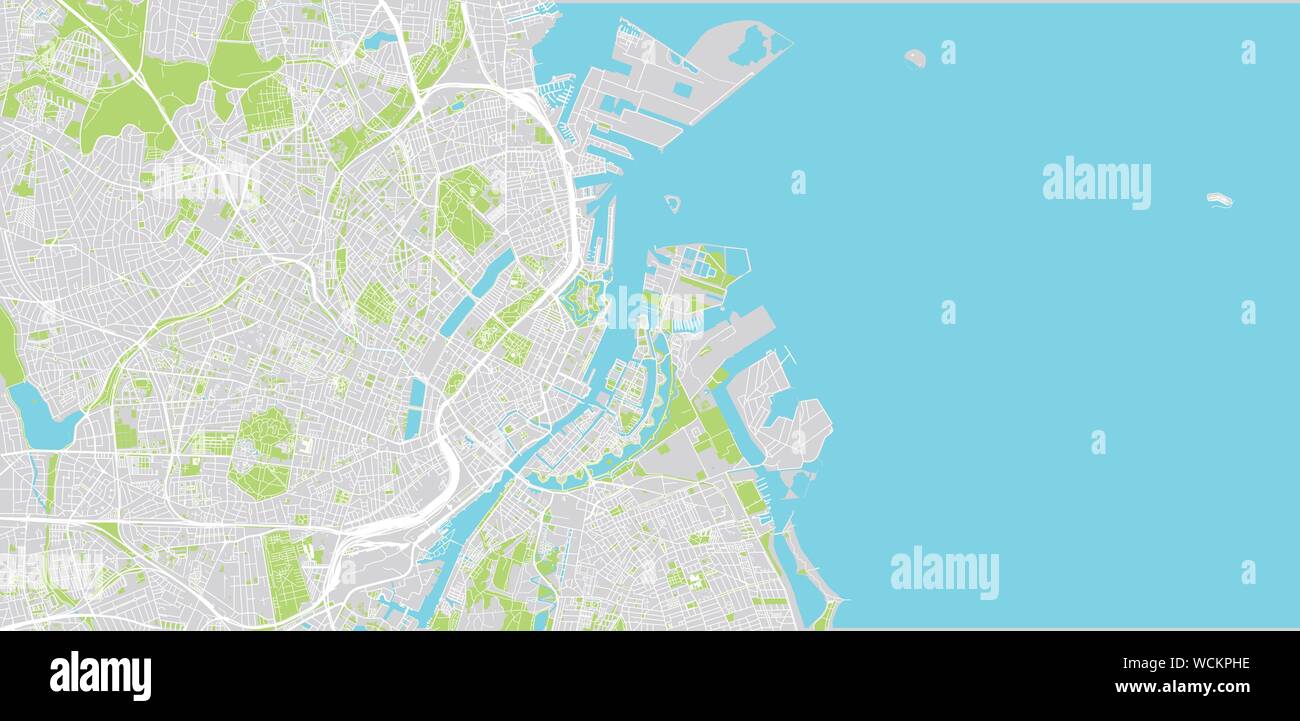 Urban vector city map of Copenhagen, Denmark Stock Vector Image & Art ...