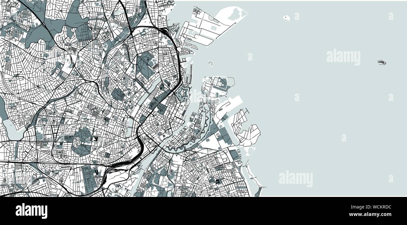 Urban vector city map of Copenhagen, Denmark Stock Vector Image & Art ...