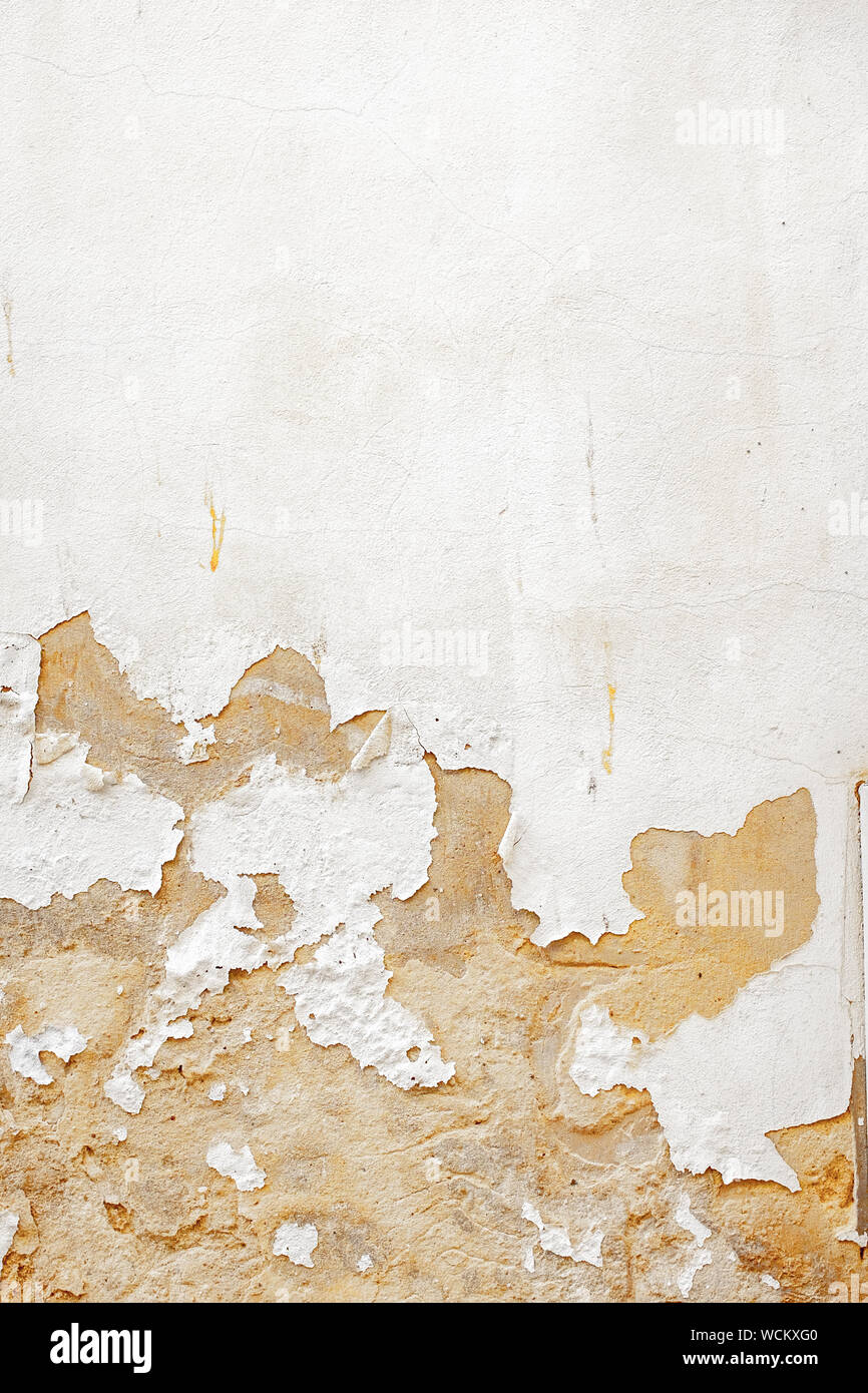 Damaged Old White Paint Wall Scrapped Texture from Old Building in ...