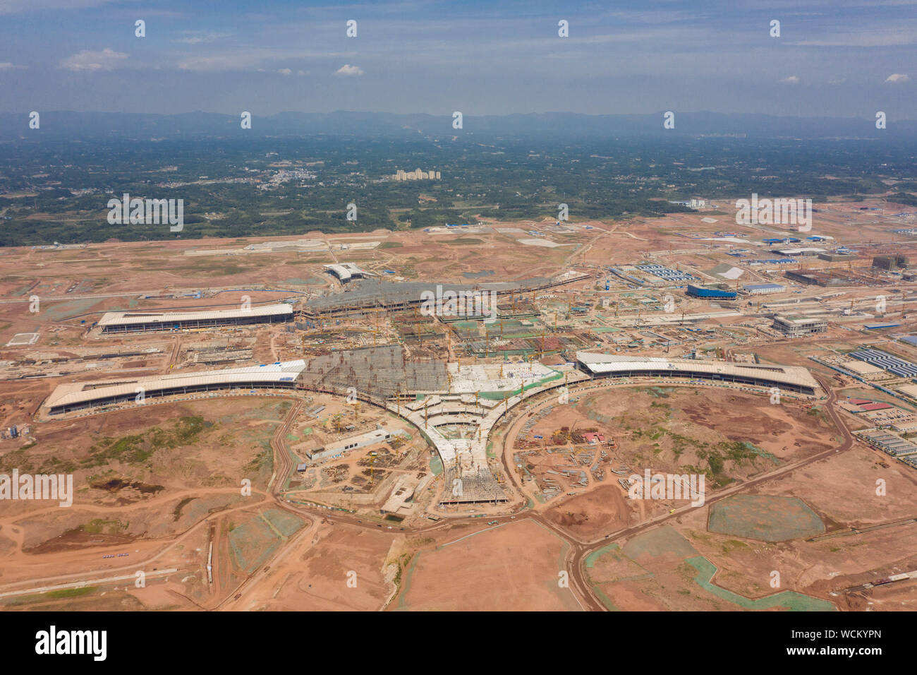 Chengdu. 28th Aug, 2019. Aerial photo taken on Aug. 28, 2019 shows the ...