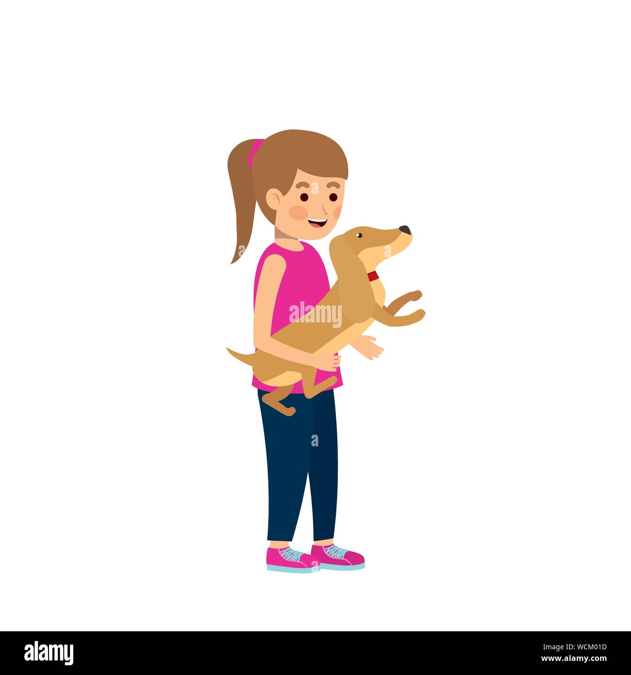Girl with dog cartoon design Stock Vector Image & Art - Alamy
