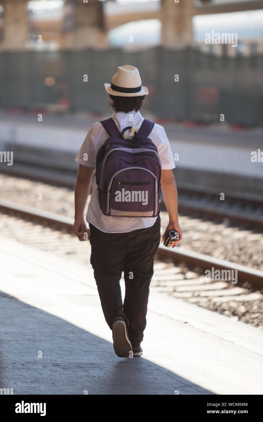 Man Walking On Railway Track High Resolution Stock Photography and ...