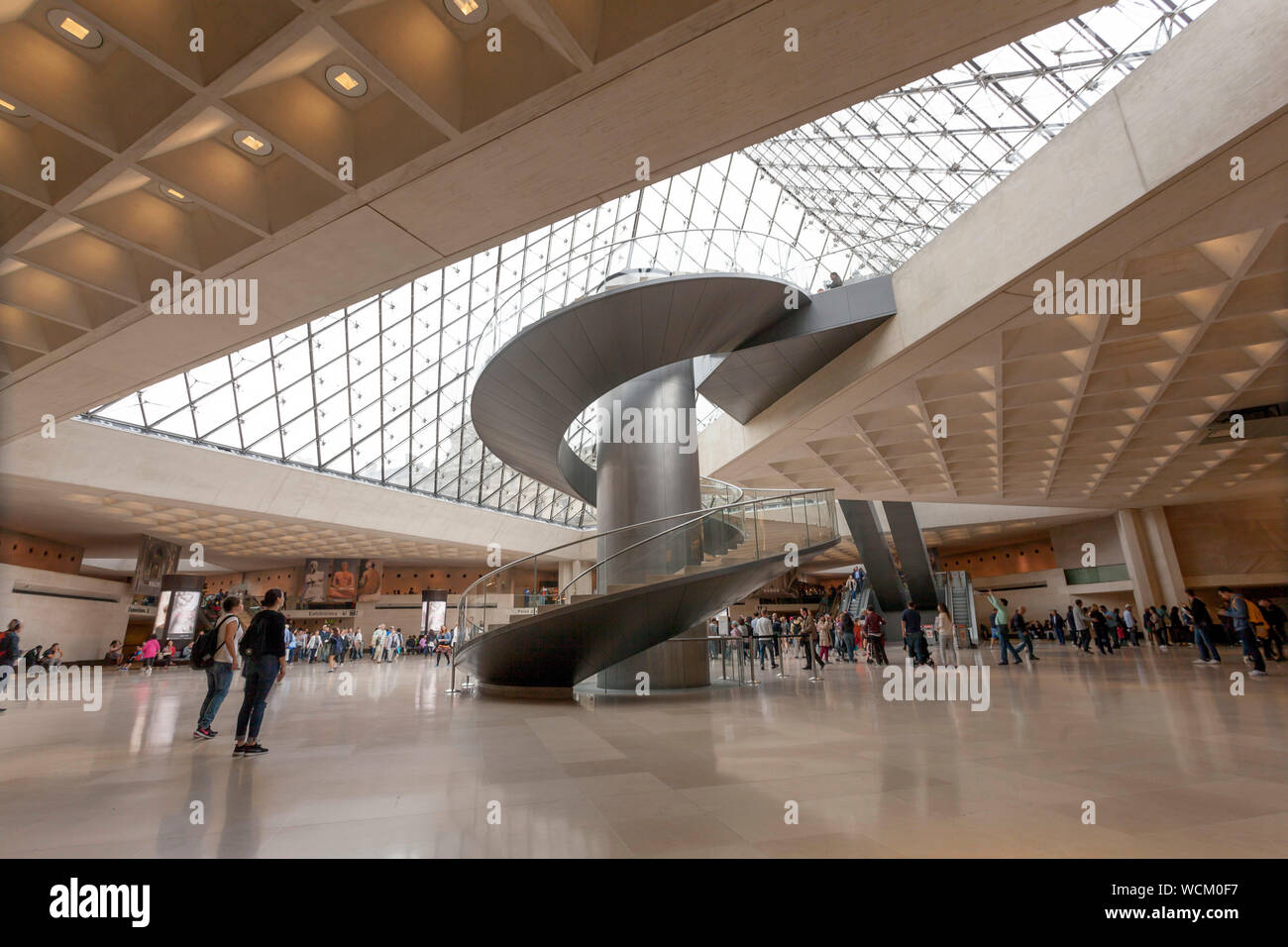 Interior of the louvre of art display in Paris, France, Europe, Eiffel ...