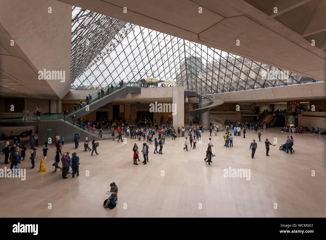 Interior of the louvre of art display in Paris, France, Europe, Eiffel ...