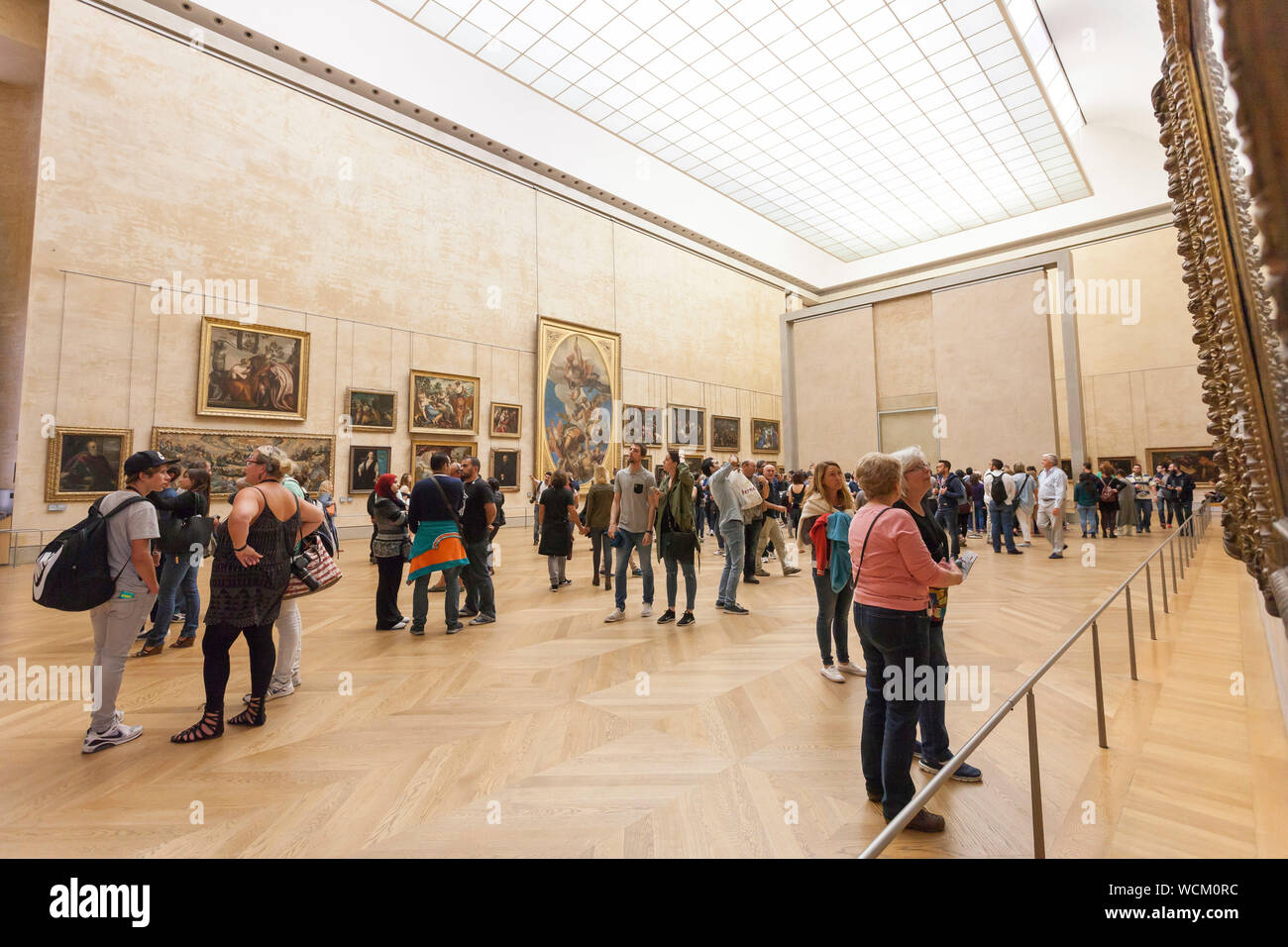 Interior of the louvre of art display in Paris, France, Europe, Eiffel ...