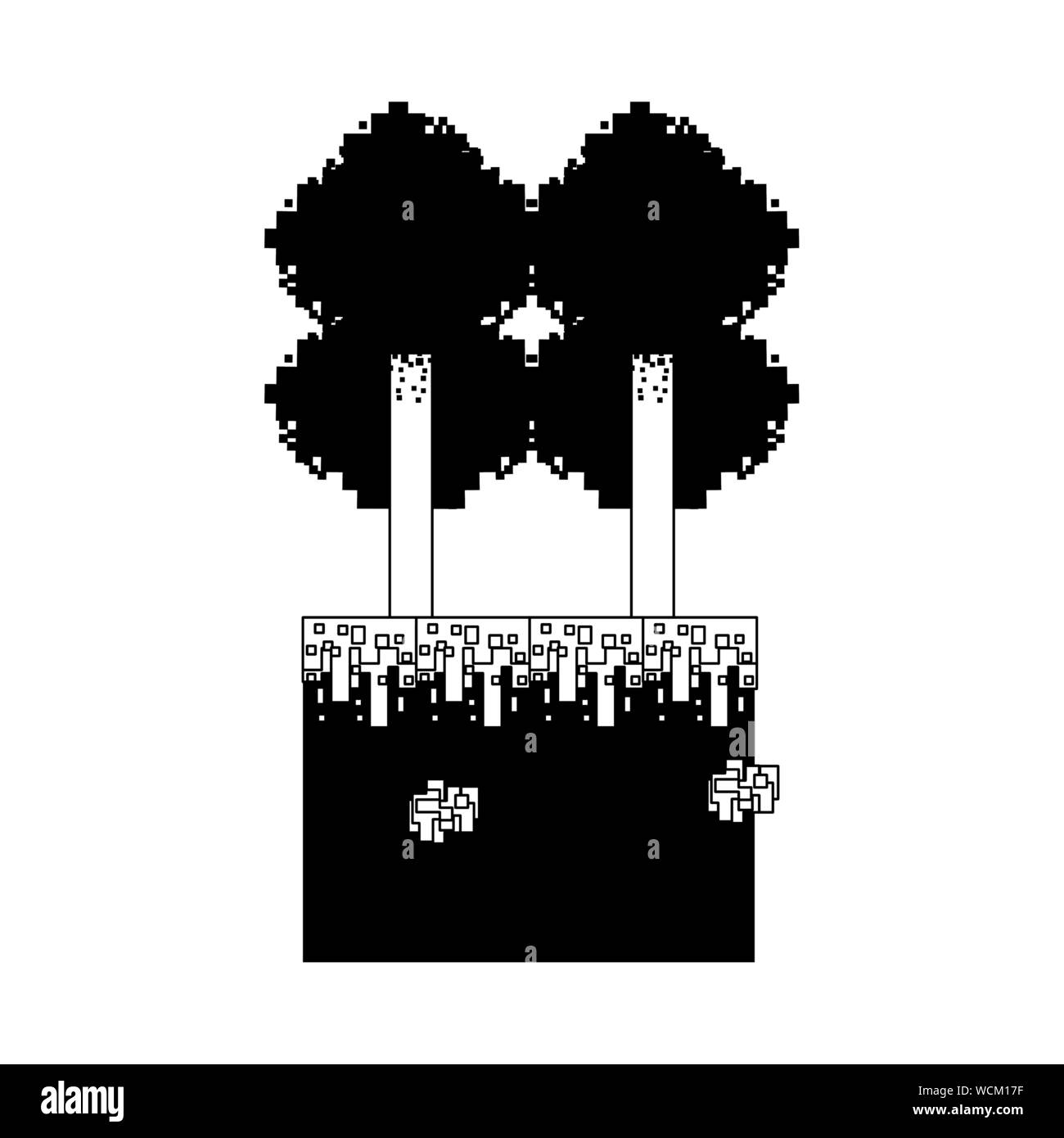 videogame pixelated retro art cartoon in black and white Stock Vector ...