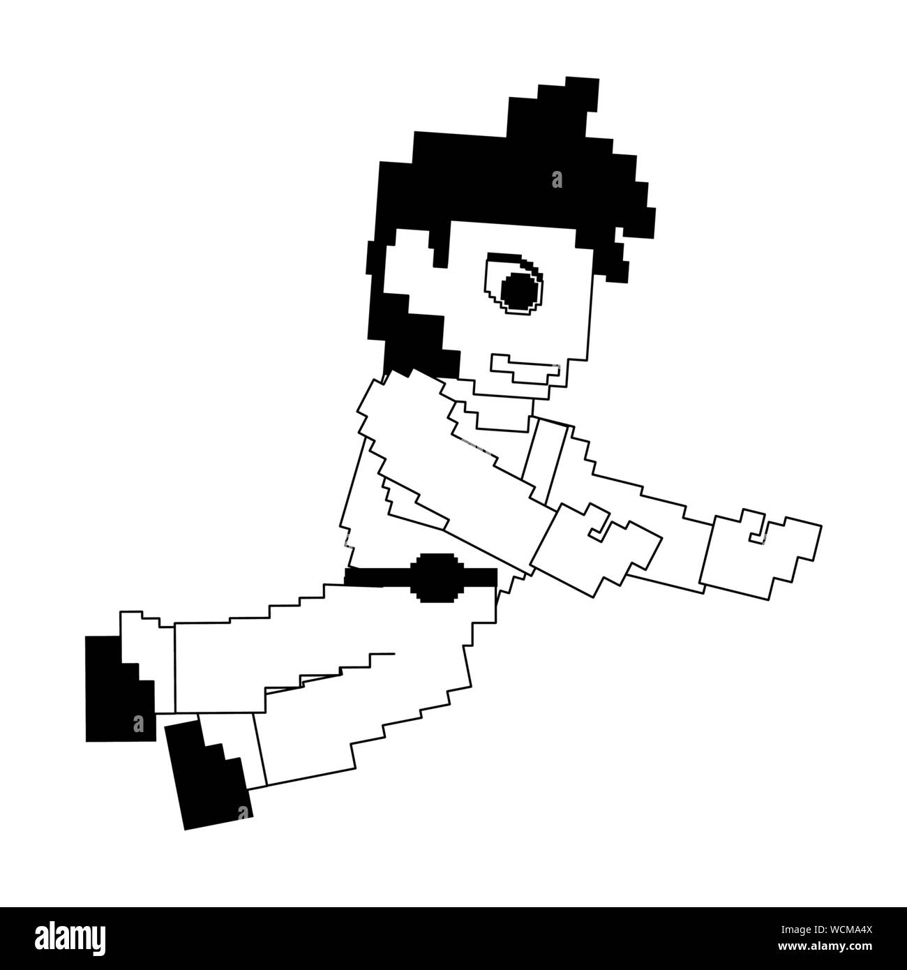 videogame pixelated retro art cartoon in black and white Stock Vector ...