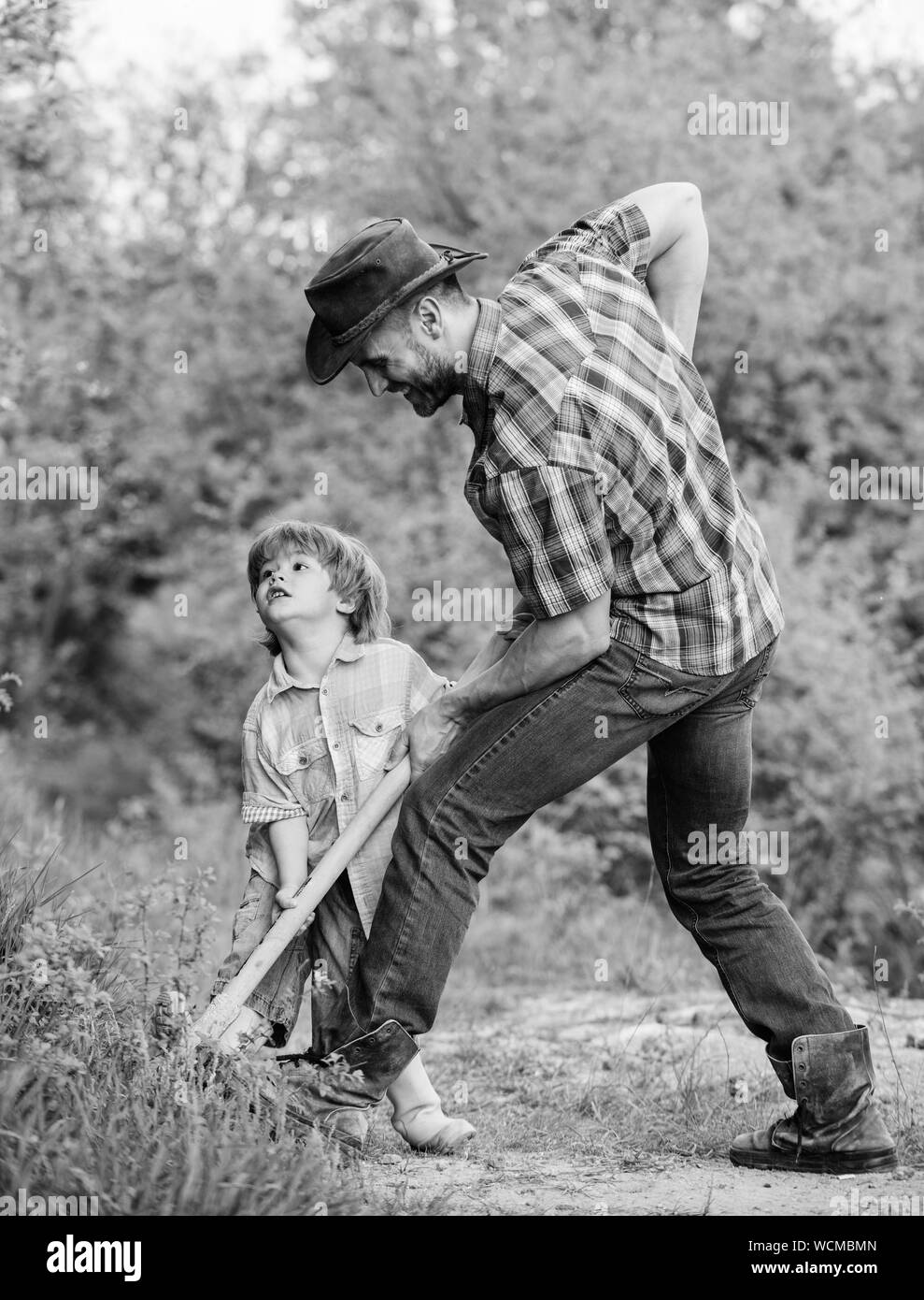 Happy childhood. Adventure hunting for treasures. Little helper working ...