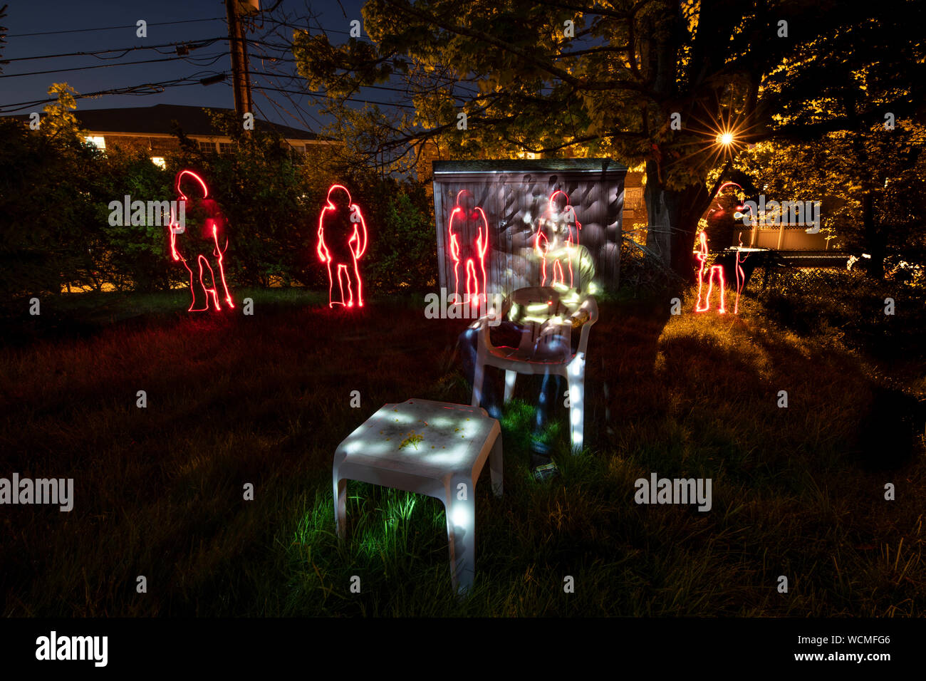 Yard at night Stock Photo - Alamy