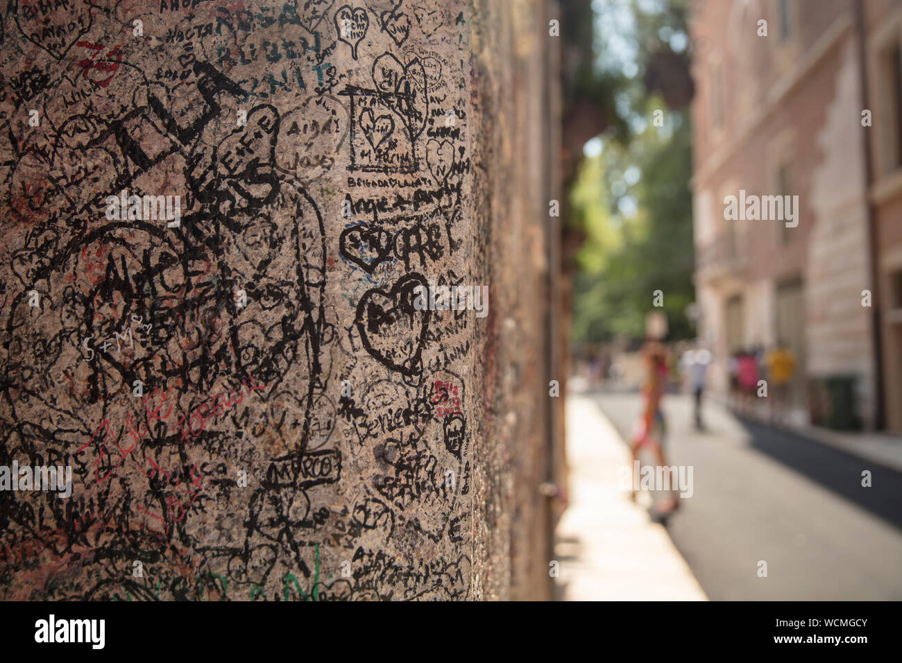 Verona, Italy, Europe, August 2019, Graffiti at the doorway to the ...