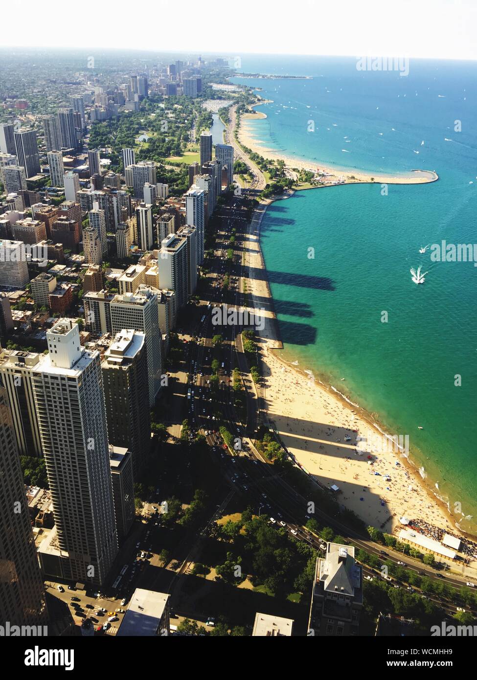 Aerial View Of Cityscape And Beach Stock Photo - Alamy