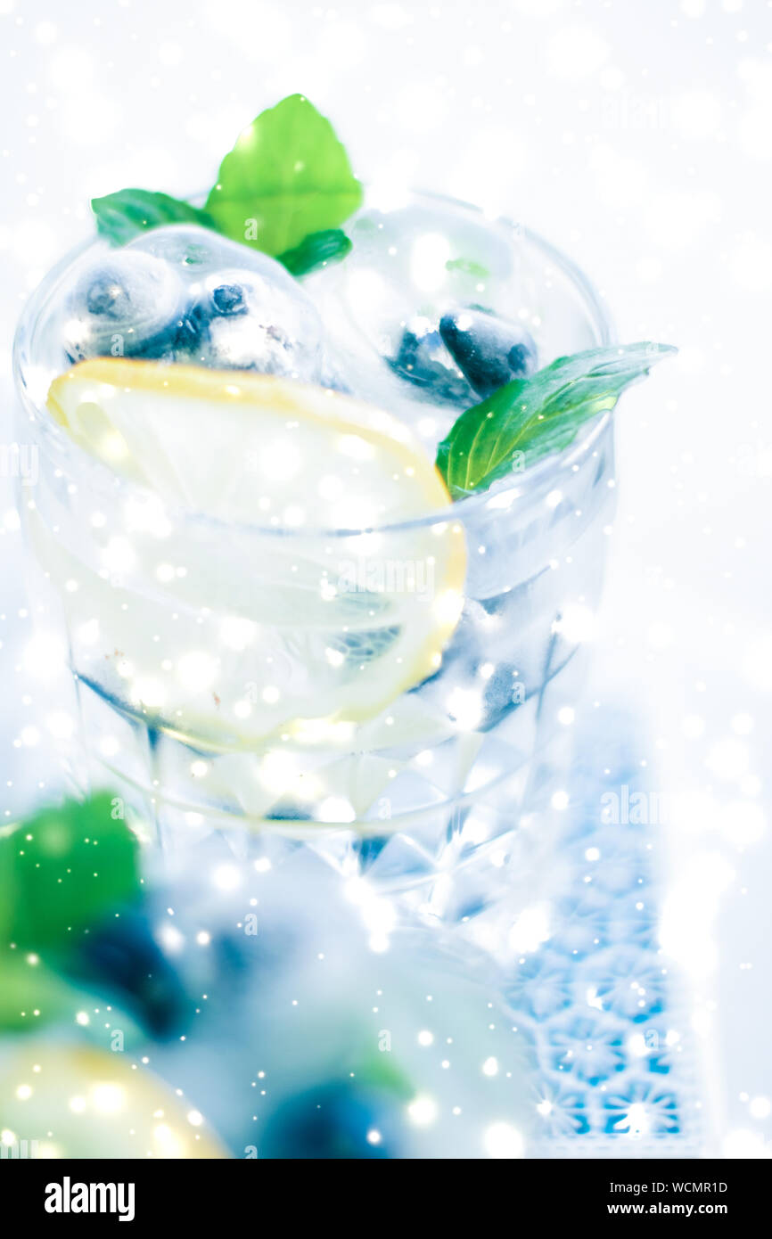 Cold icy drink, luxury bar and New Years Eve party celebration concept ...