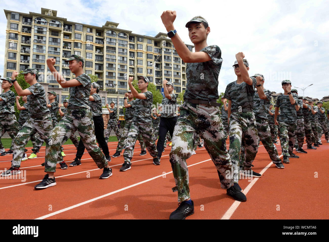 Anhui, China. 28th Aug, 2019. Freshmen of the second high school in ...