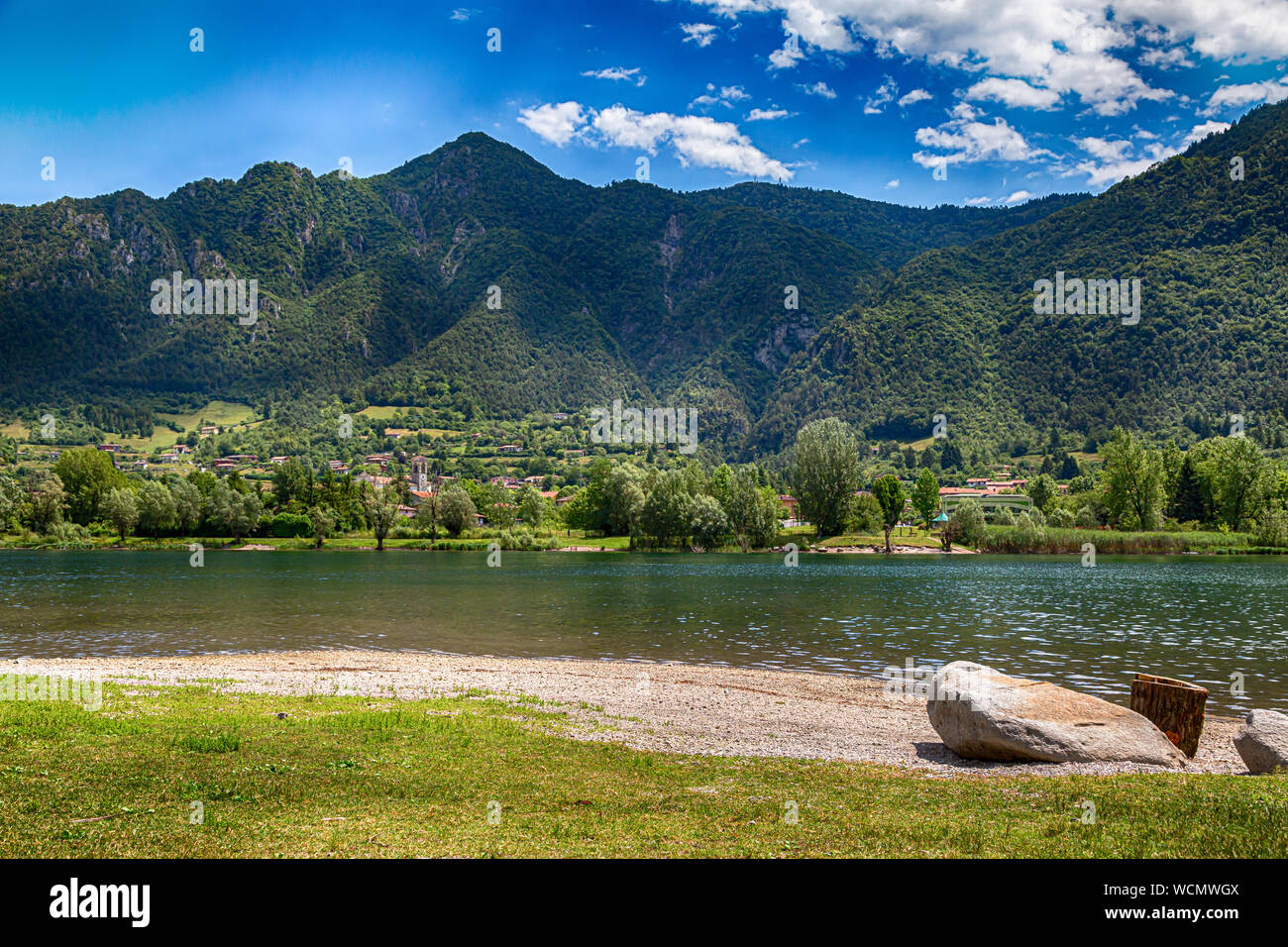 Tourist attraction with Beatiful view of lake of Idro in north of Italy ...