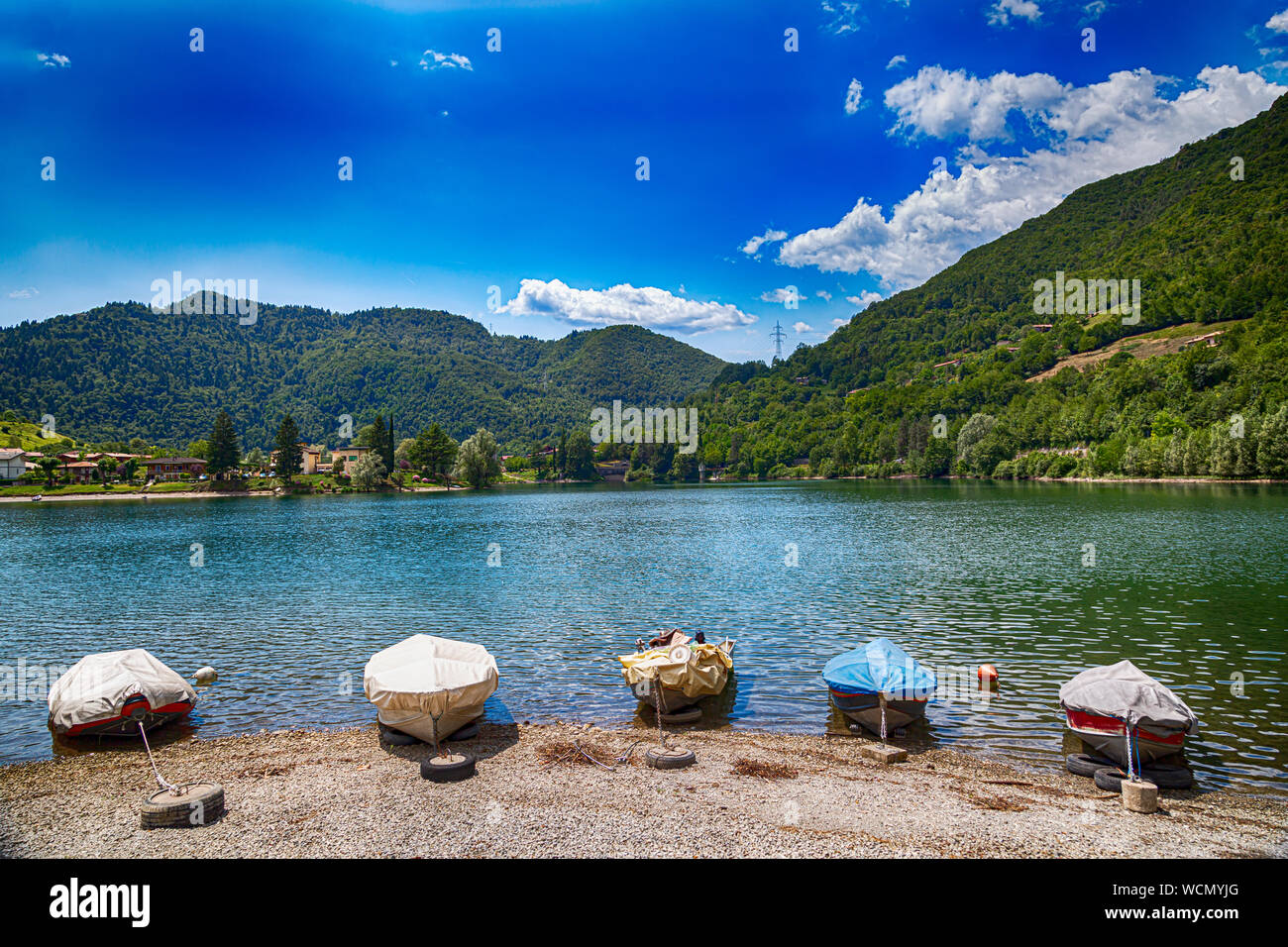 Tourist attraction with Beatiful view of lake of Idro in north of Italy ...