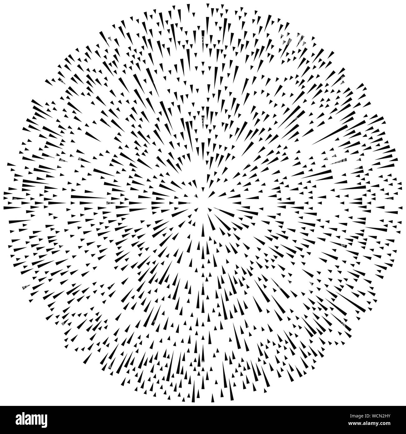 Radial ray, beam lines. Circular radiation stripes pattern. Gleam ...