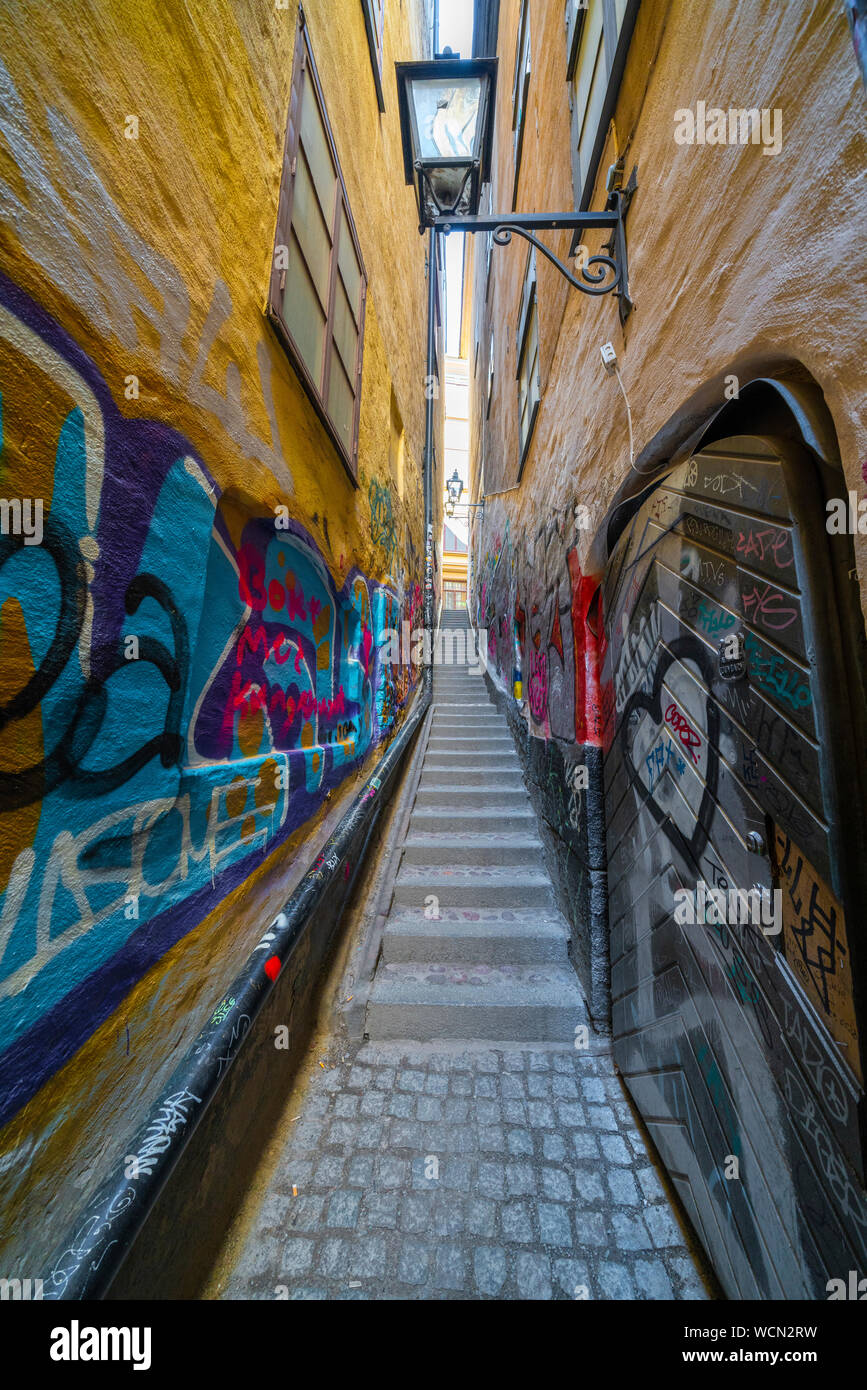 The 36 steps of Marten Trotzigs Grand, narrowest alley in Stockholm ...