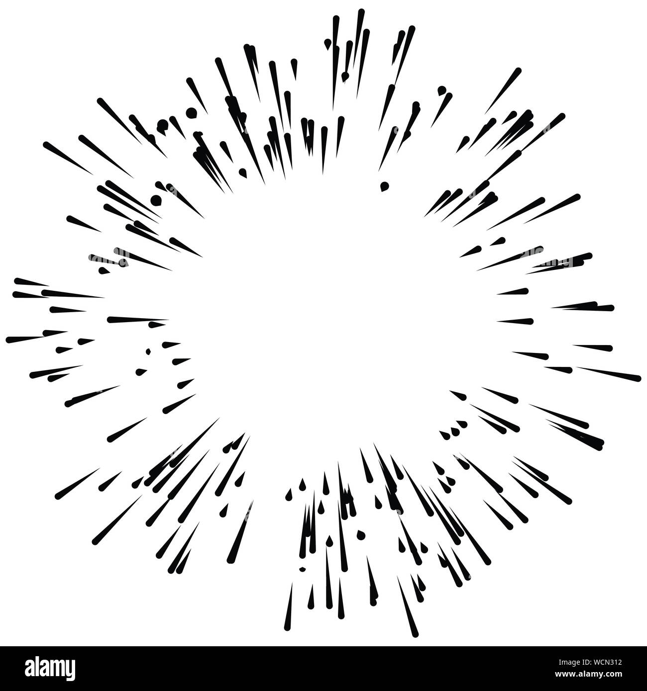Radial ray, beam lines. Circular radiation stripes pattern. Gleam ...
