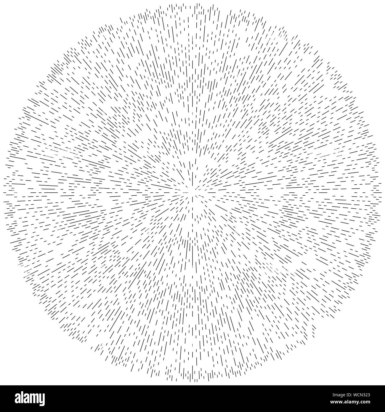 Radial ray, beam lines. Circular radiation stripes pattern. Gleam ...