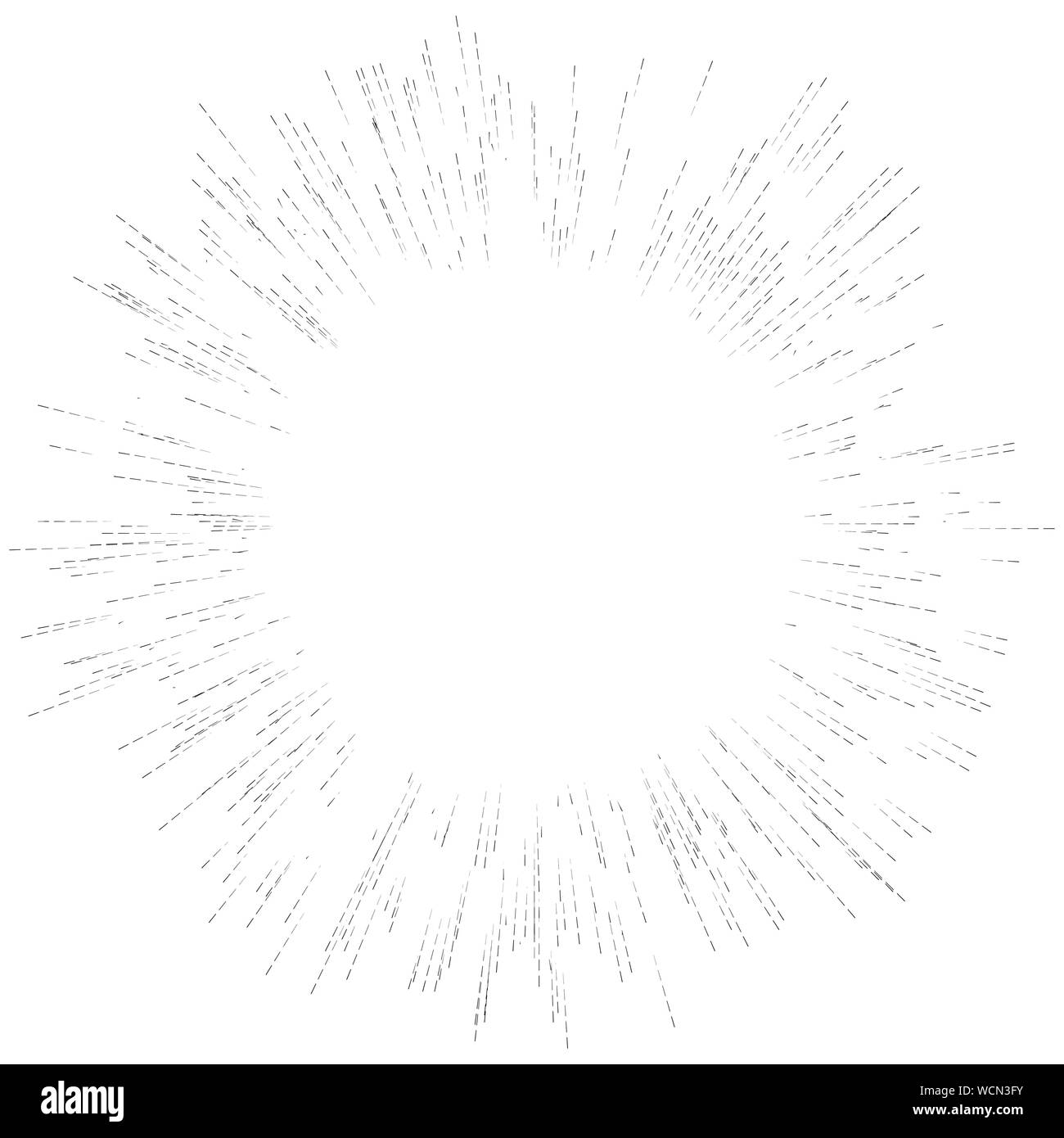 Radial ray, beam lines. Circular radiation stripes pattern. Gleam ...