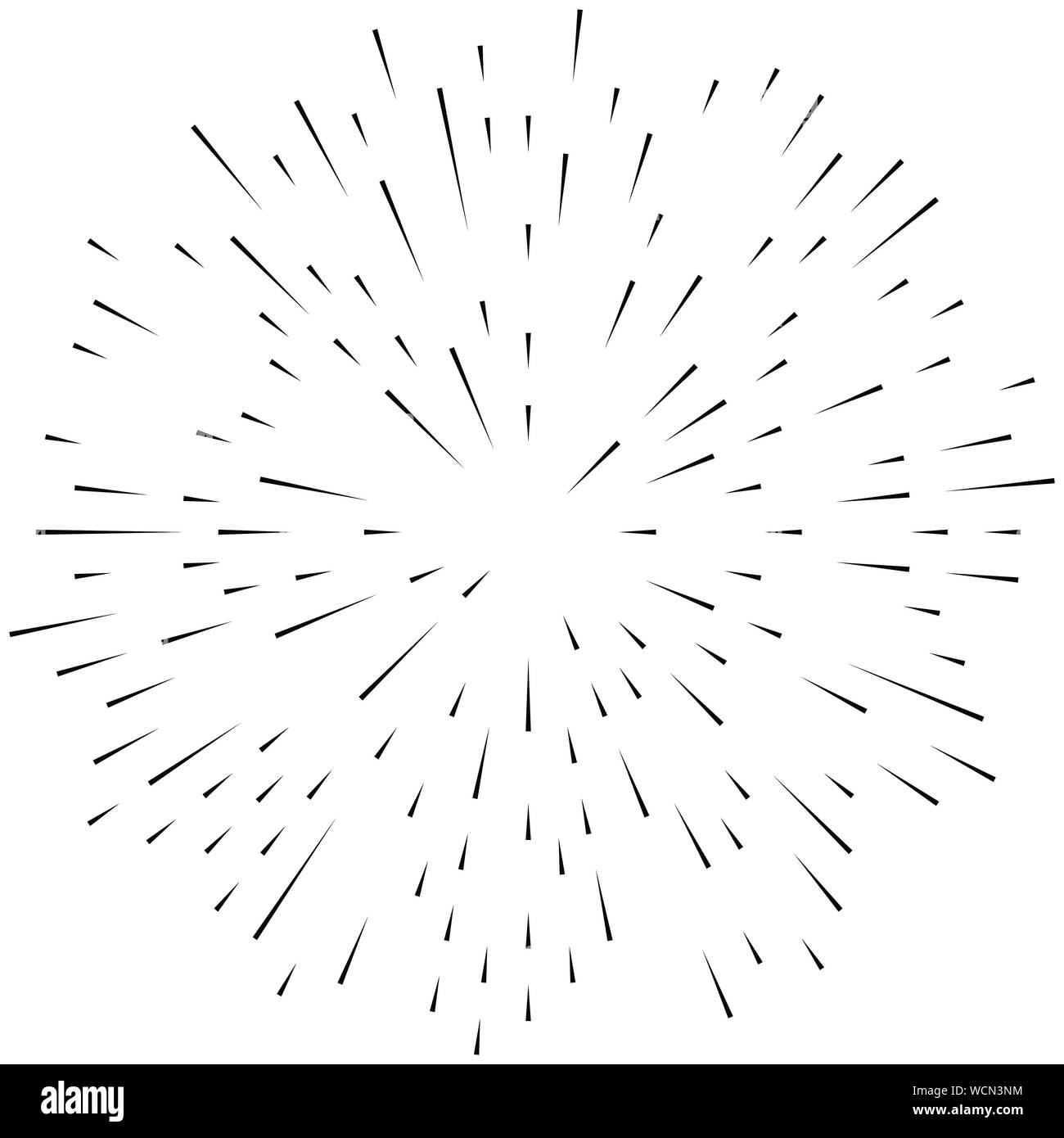 Radial ray, beam lines. Circular radiation stripes pattern. Gleam ...
