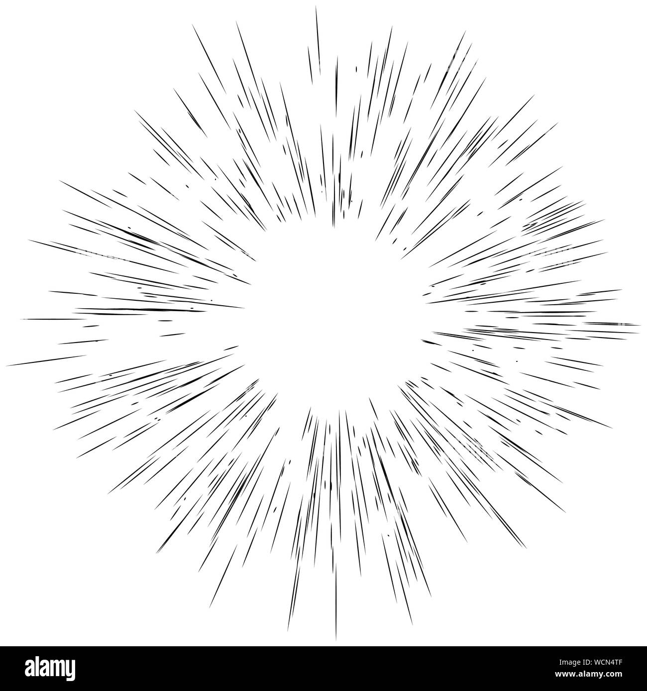 Radial ray, beam lines. Circular radiation stripes pattern. Gleam ...