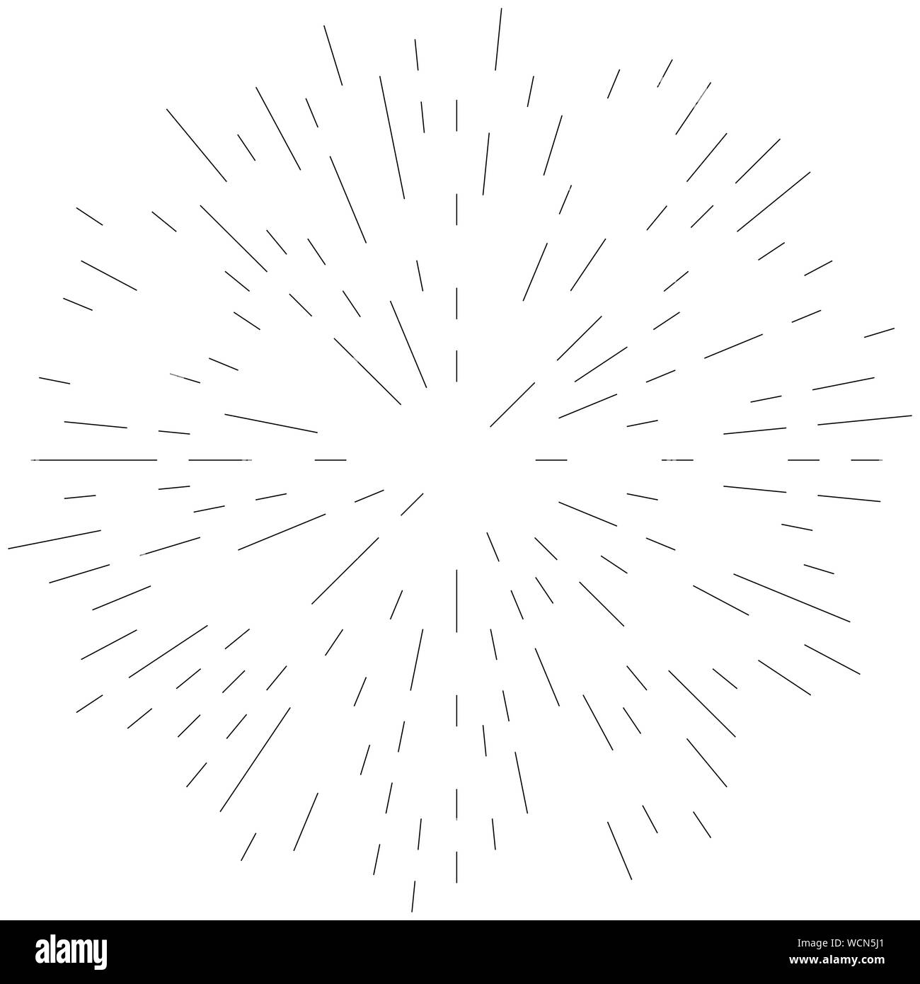 Radial ray, beam lines. Circular radiation stripes pattern. Gleam ...