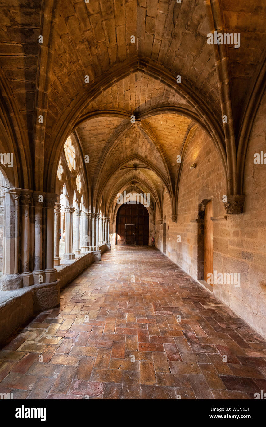 Aragon, Spain - August 11, 2019: Interior of famous cistercian ...