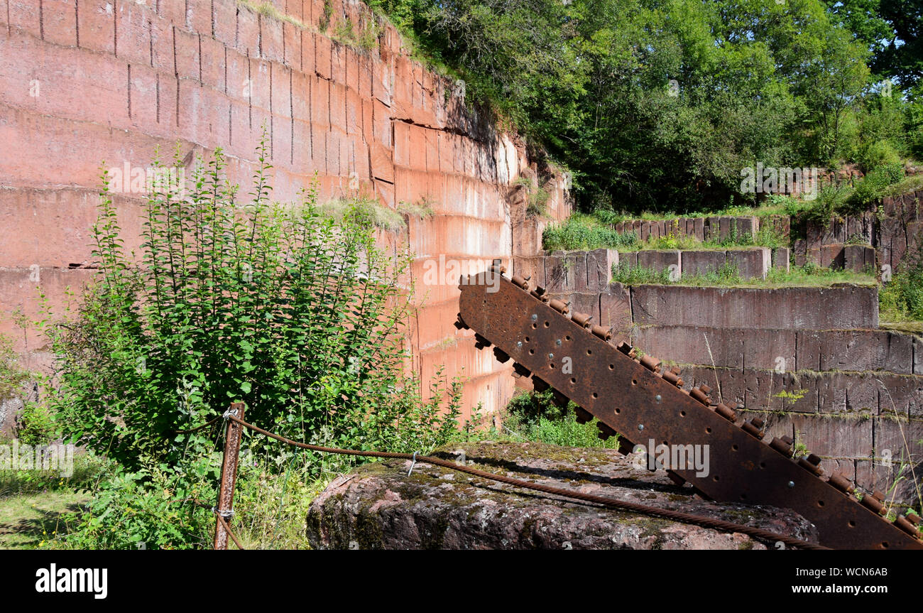 Rugged Red Volcanic Tuff Rock Wall at the Michelnau Stone Pit, a ...