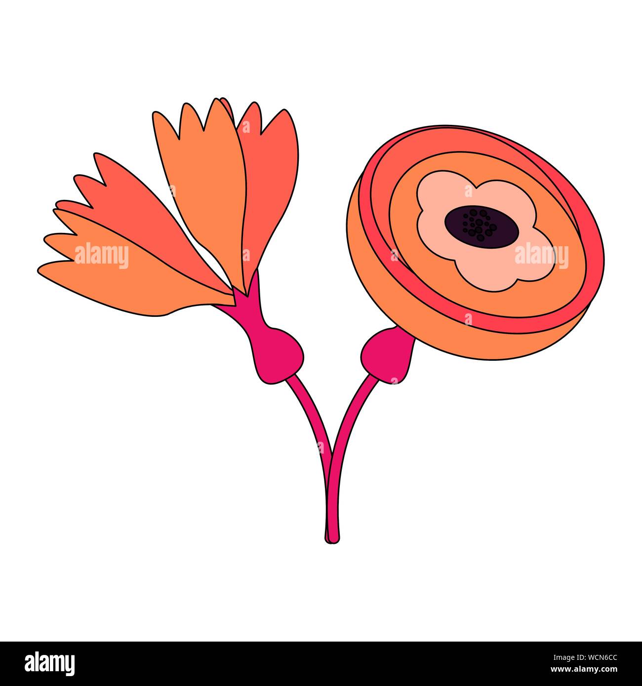 floral spring beautiful flowers cartoon Stock Vector Image & Art - Alamy