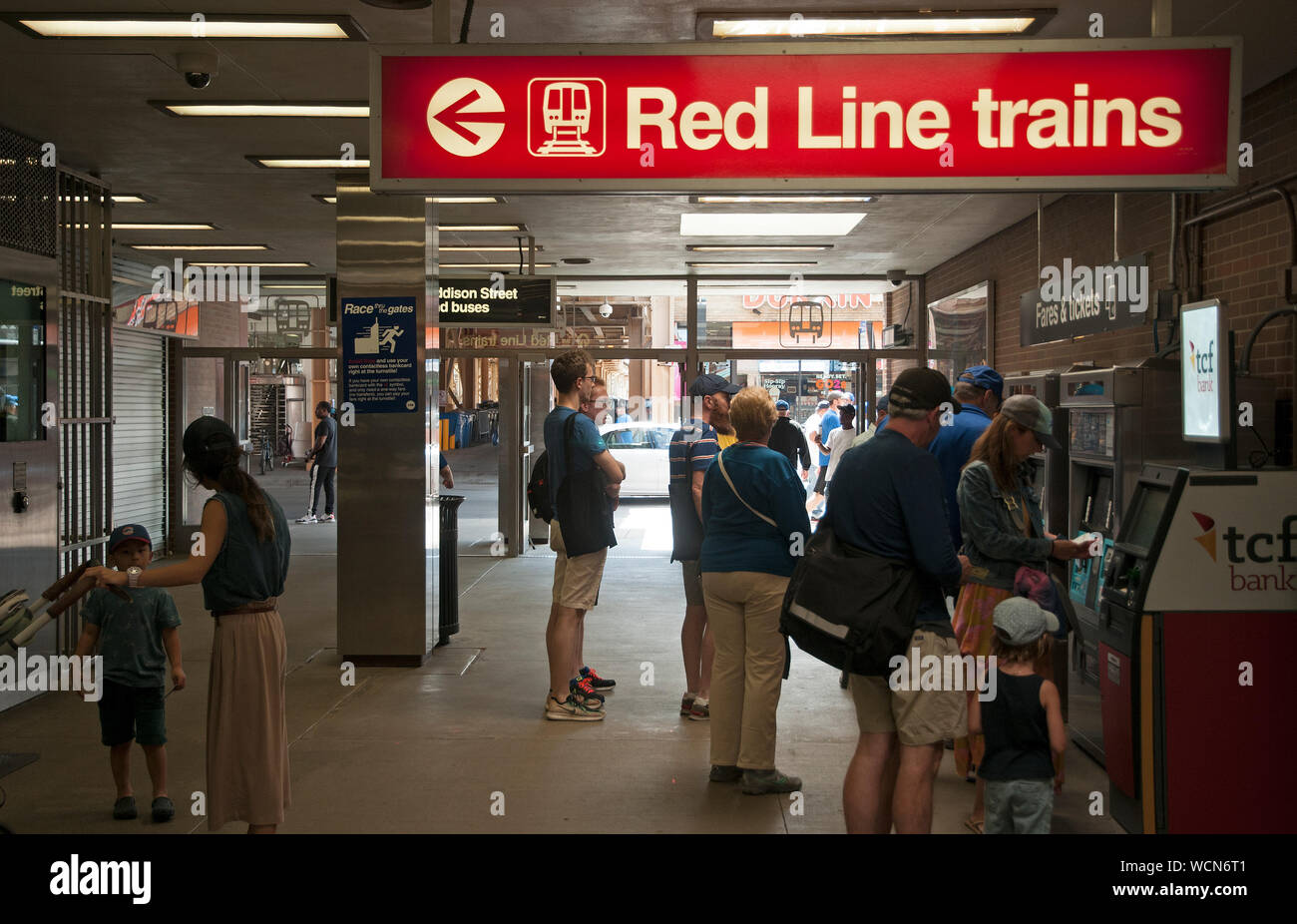 Chicago's Red Line train depot at Wrigley Field. Home of Chicago Cubs ...