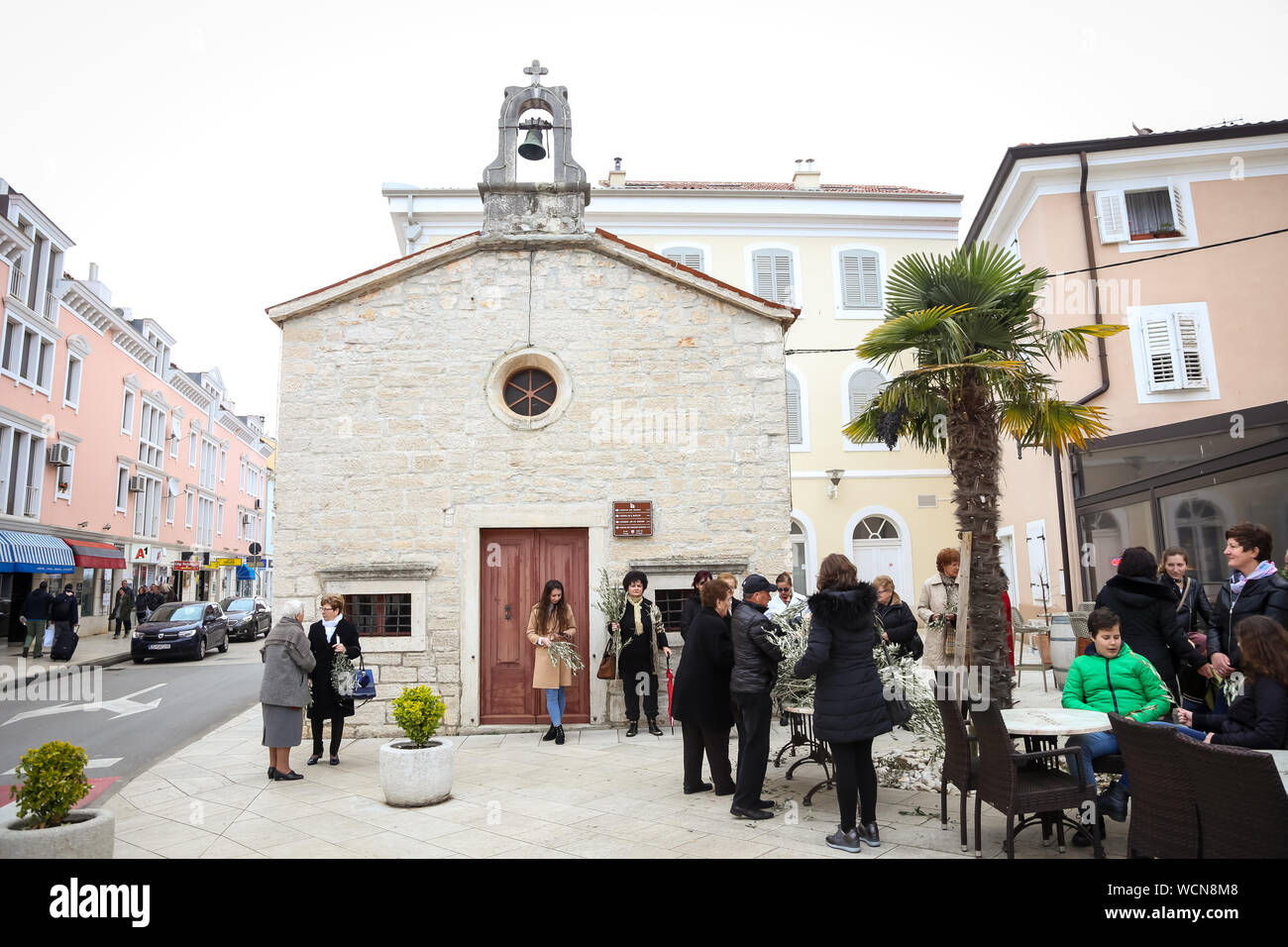 Umag, Croatia - 14, April 2019 : Catholics in front of Church of St ...