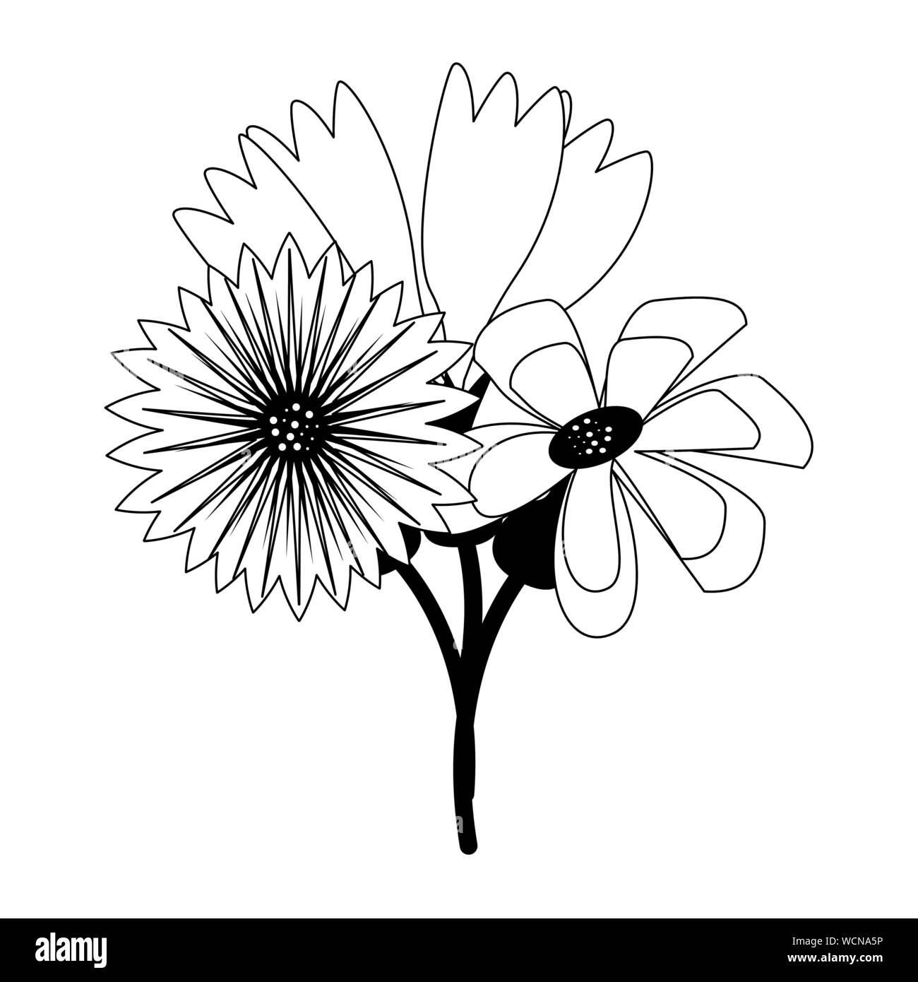 Spring Flowers Clip Art Black And White