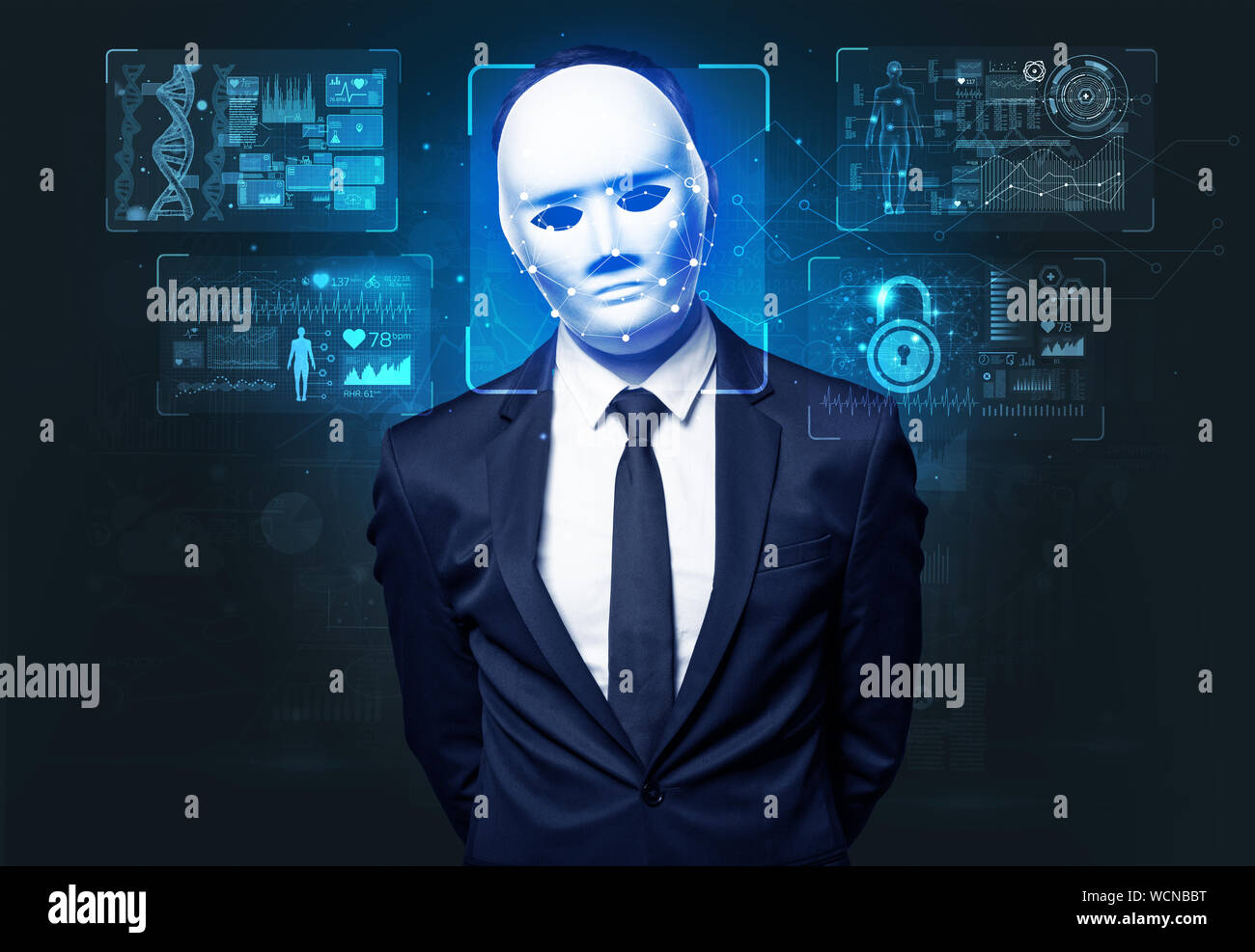 Biometric verification - young man face recognition Stock Photo - Alamy