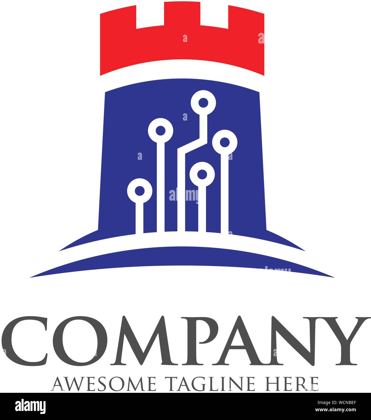 modern and strong creative logo castle tech vector concept element ...