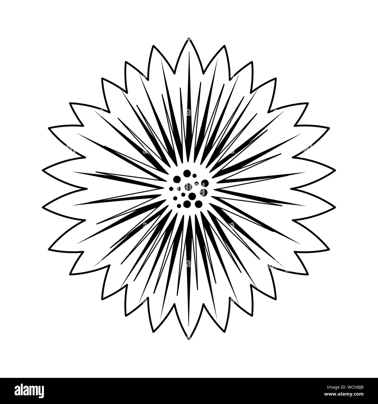 floral spring beautiful flower cartoon in black and white Stock Vector ...