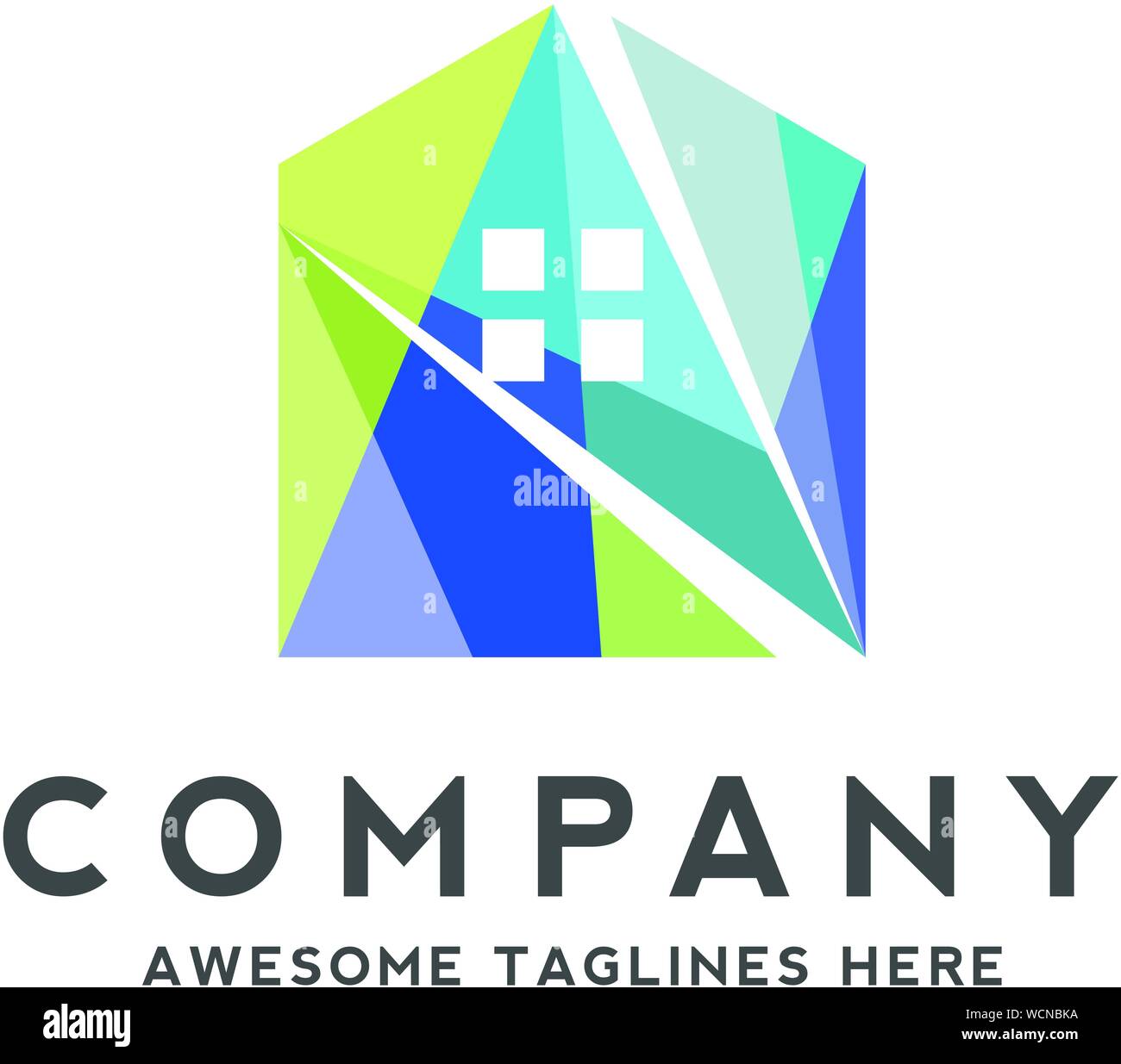 crystal house logo vector, geometric colorful crystal gem and house ...