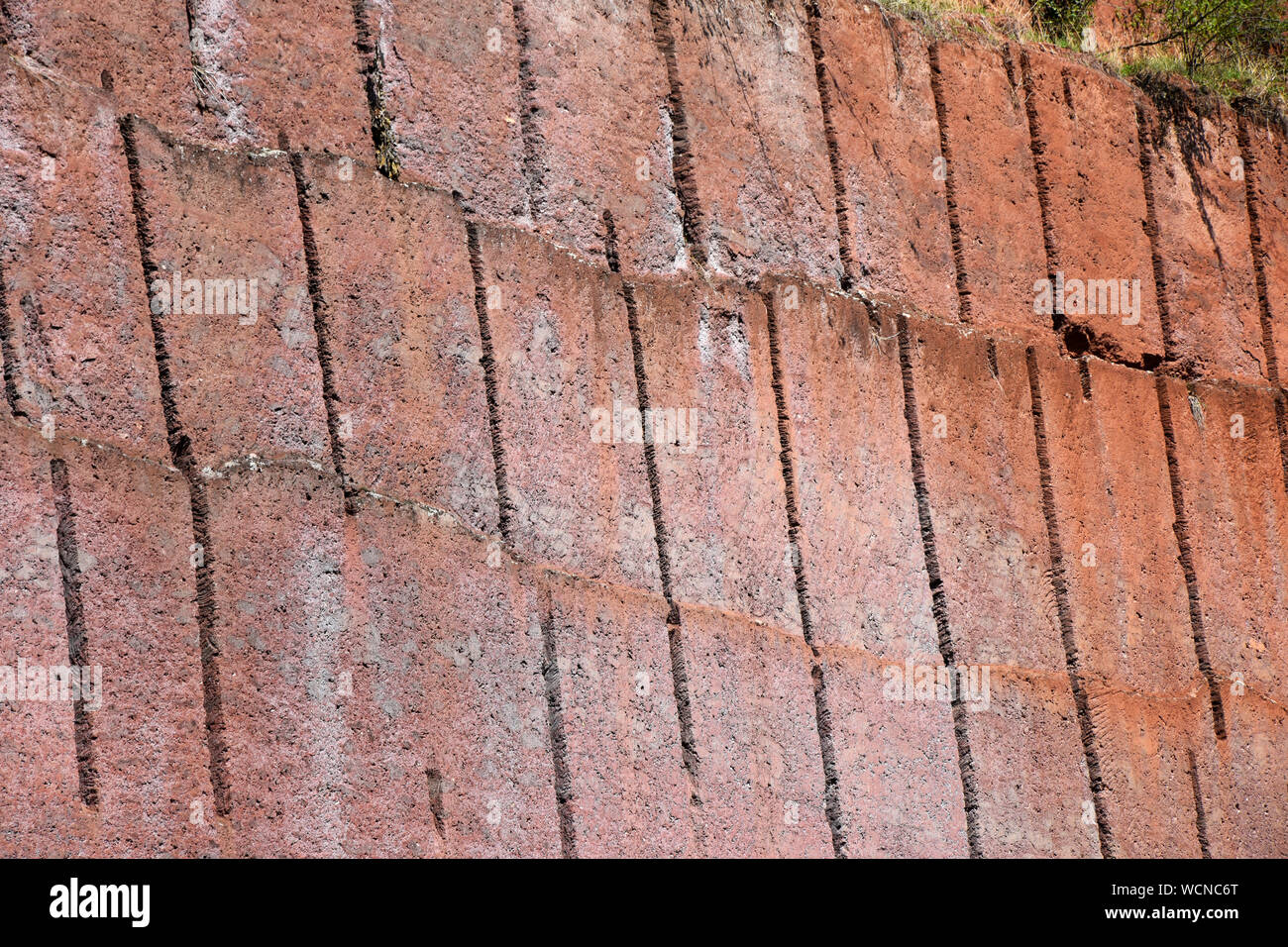 Rugged Red Volcanic Tuff Rock Wall at the Michelnau Stone Pit, a ...