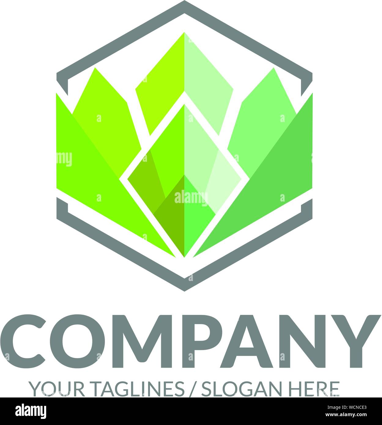 Colorful shiny bright crystal logo, polygon diamond stone shape logo ...