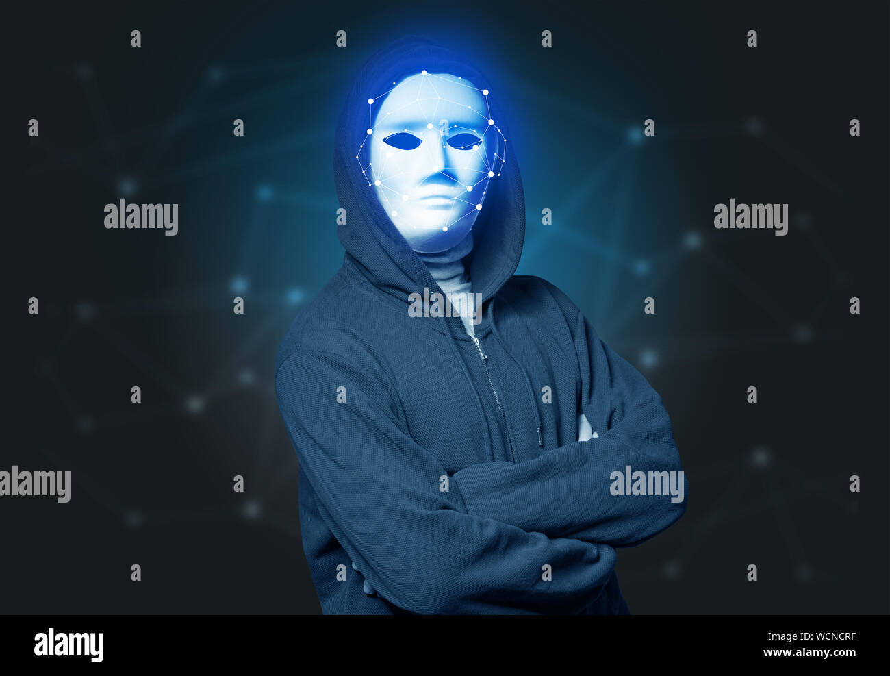 Face recognition with mesh. Cyber security concept Stock Photo - Alamy