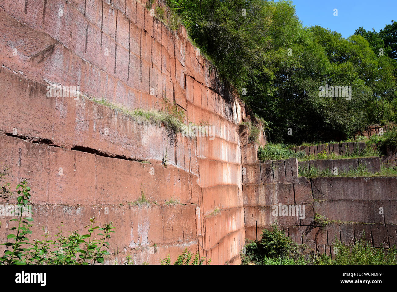 Rugged Red Volcanic Tuff Rock Wall at the Michelnau Stone Pit, a ...
