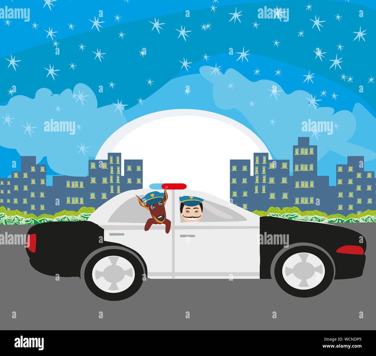 Police patrol at night Stock Photo - Alamy