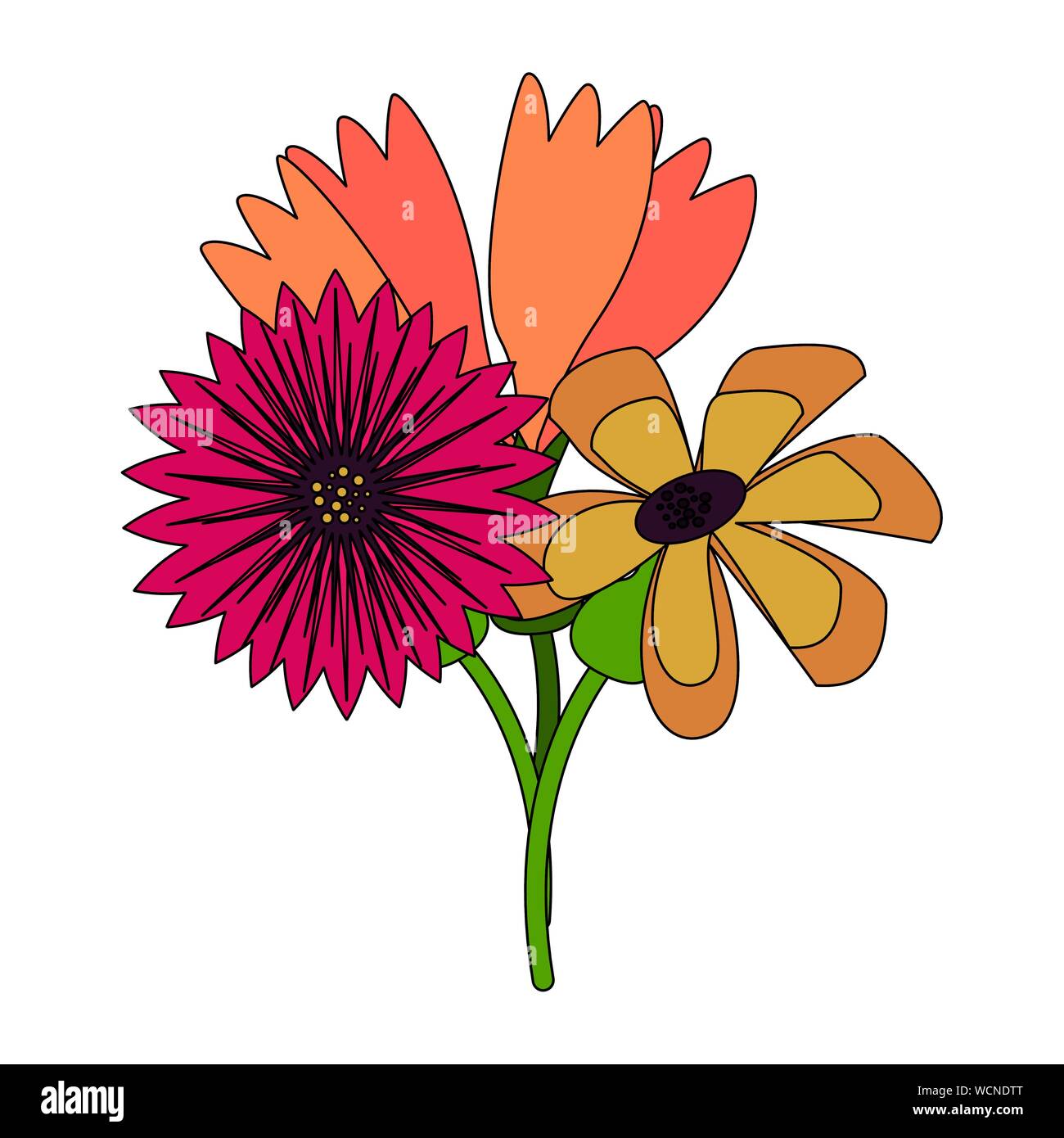floral spring beautiful flowers cartoon Stock Vector Image & Art - Alamy